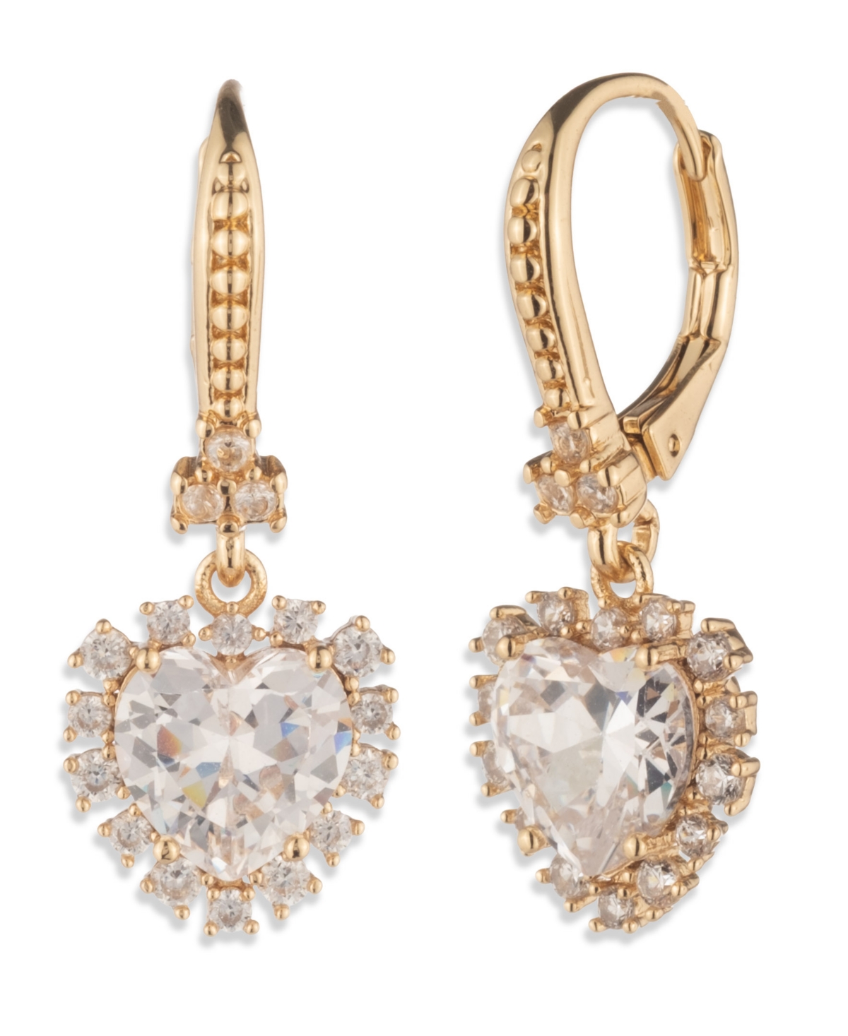 Click here for Marchesa Cubic Zirconia Gold-Tone Heart Drop Earri... prices