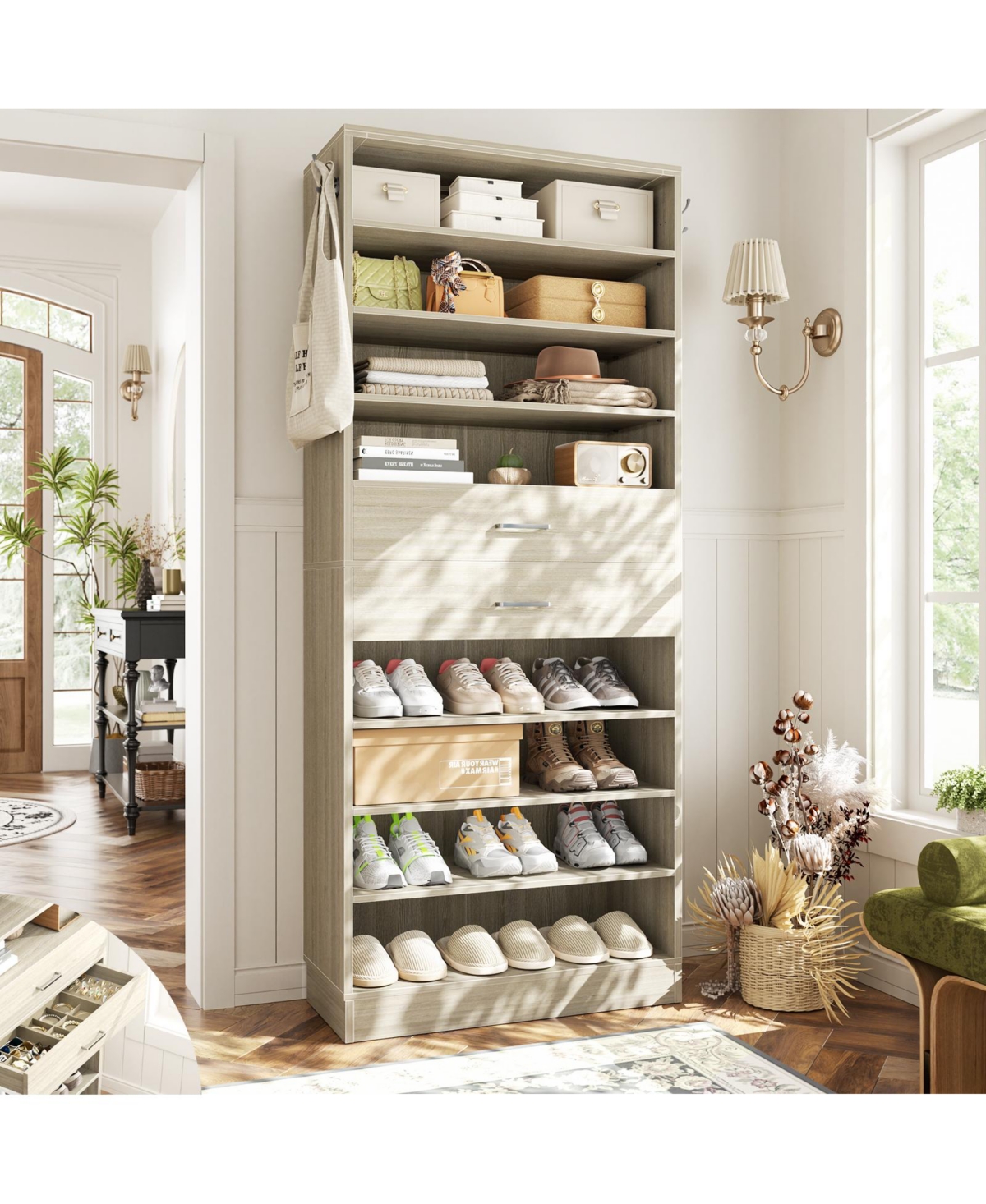 Click here for Aheaplus 8-Tier Shoe Rack with 2 Drawers  80 High... prices