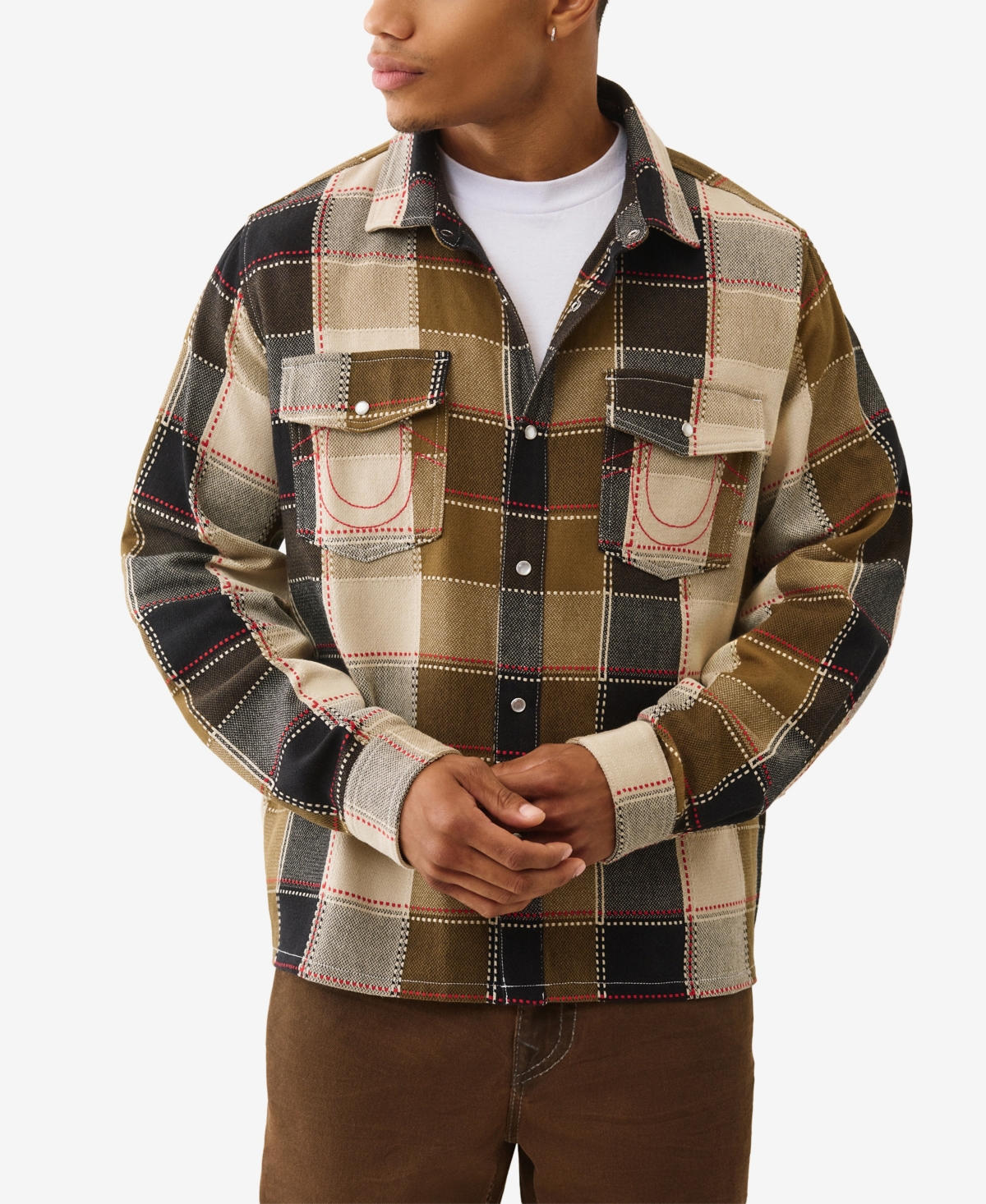 Click here for True Religion Mens Straight Hem Western Shirt - Br... prices