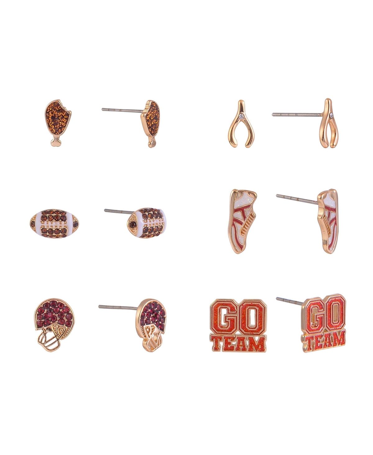 Click here for Hallmark Football Themed 6pk Stud Earring Set - Re... prices