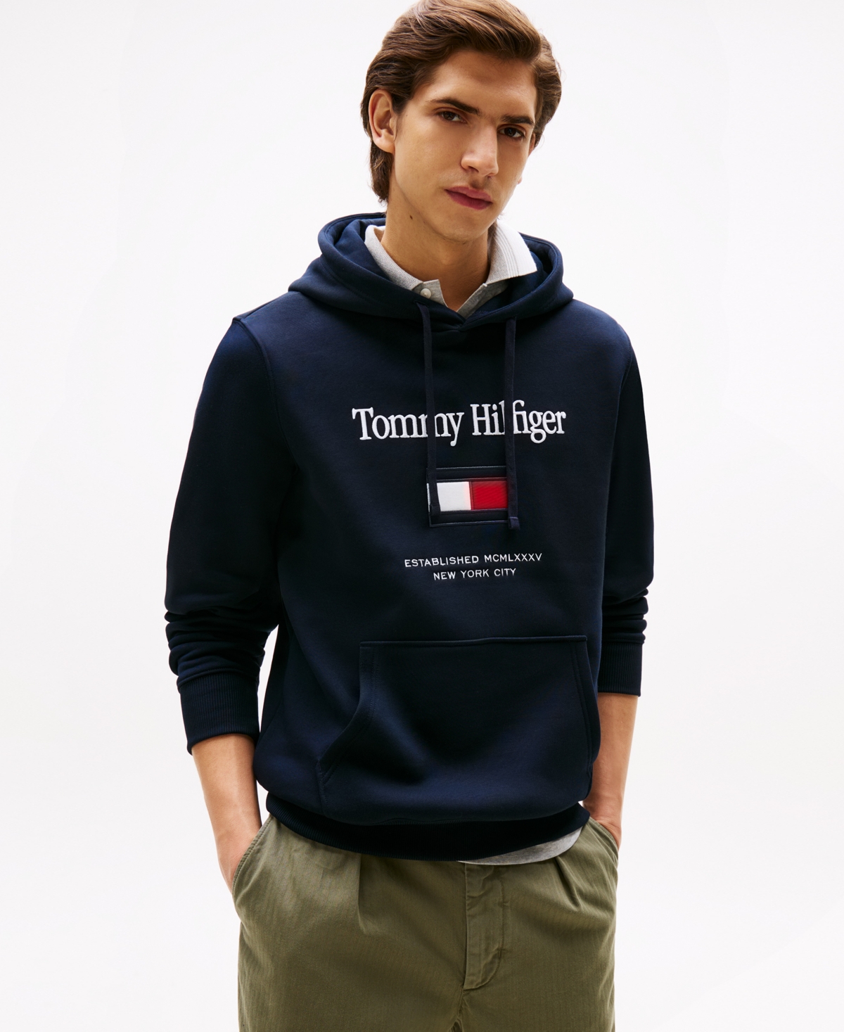 Click here for Tommy Hilfiger Mens Embroidered Flag Hoodie - Dese... prices