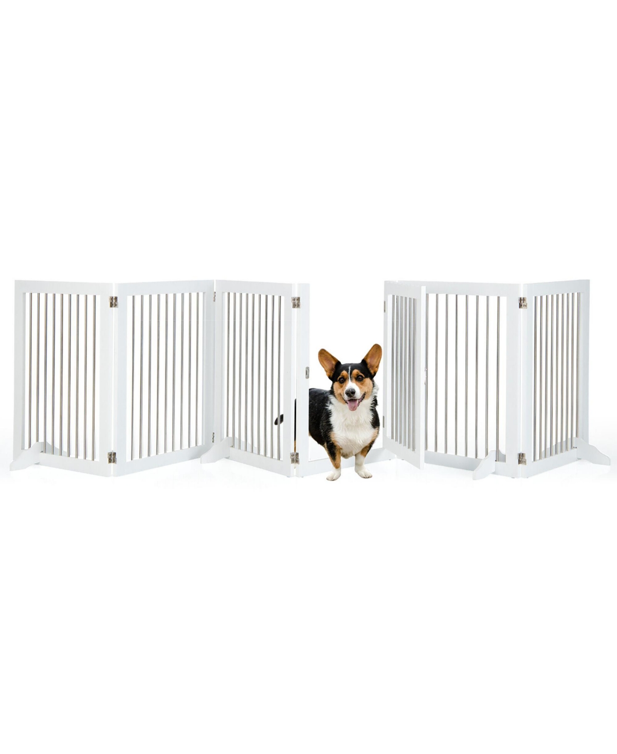 Click here for Gymax 6-Panel Freestanding Dog Gate Foldable Walk-... prices