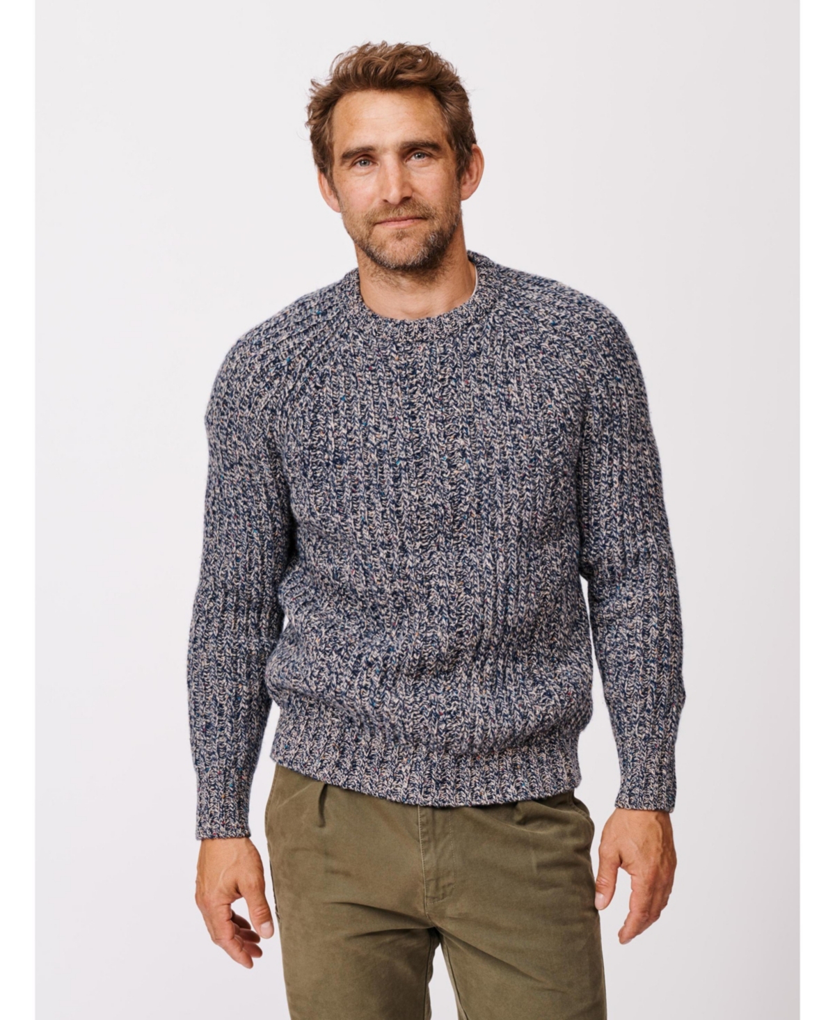 Click here for Aubin Mens Gunby Rib Crew Neck Sweater - Blue twis... prices
