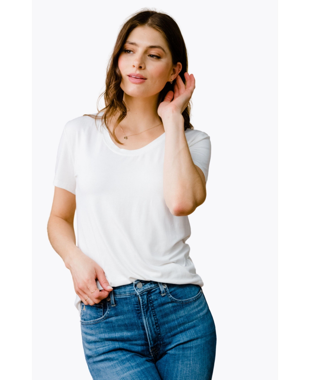 Click here for Able Womens Mae Drapey Tee - Almond prices