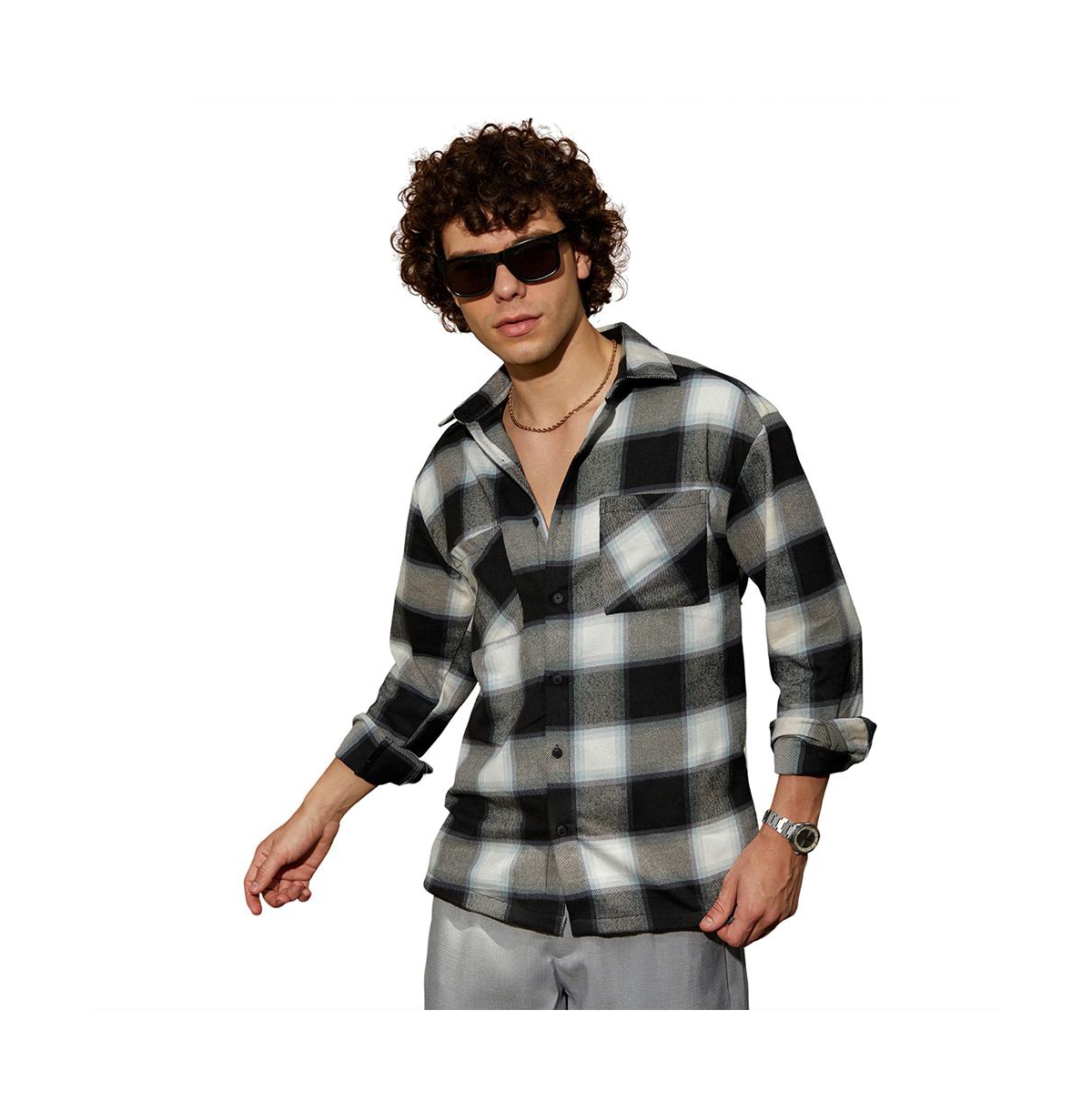 Click here for Campus Sutra Mens Onyx Black Tartan Utility Shacke... prices