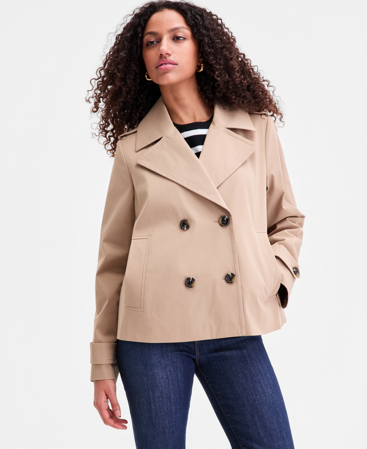 Click here for London Fog Womens Short Double-Breasted Trench Coa... prices