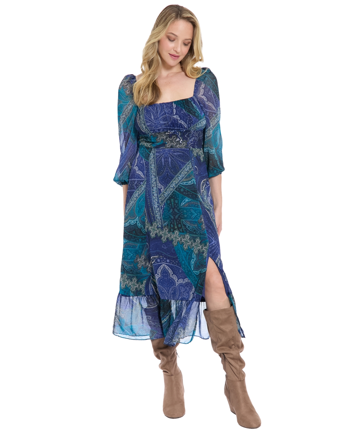 Click here for London Times Womens Bishop Sleeve Smocked Back Mid... prices