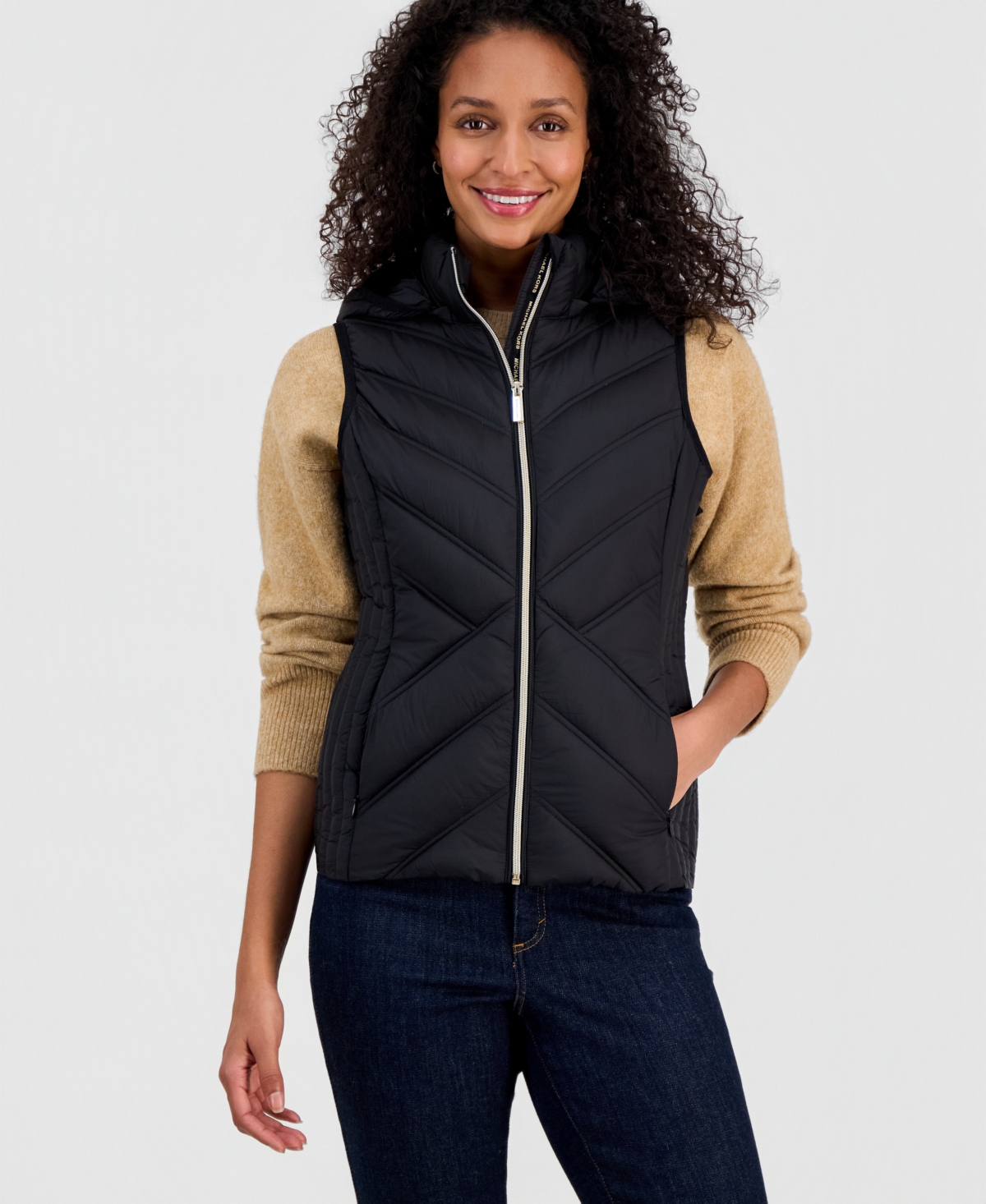 Click here for Michael Kors Womens Hooded Puffer Vest - Black prices