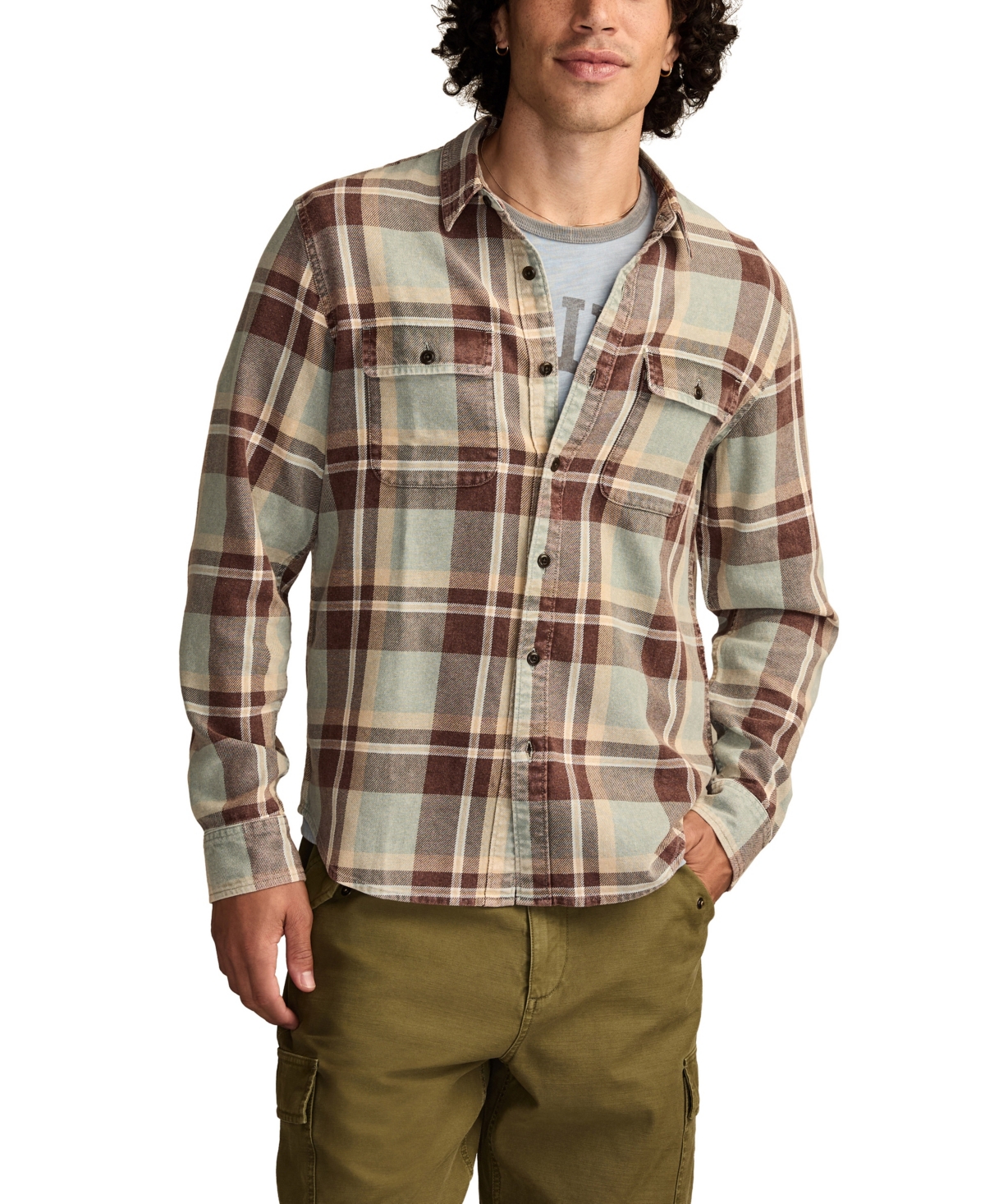 Click here for Lucky Brand Mens Long-Sleeve Regular Fit Flannel S... prices