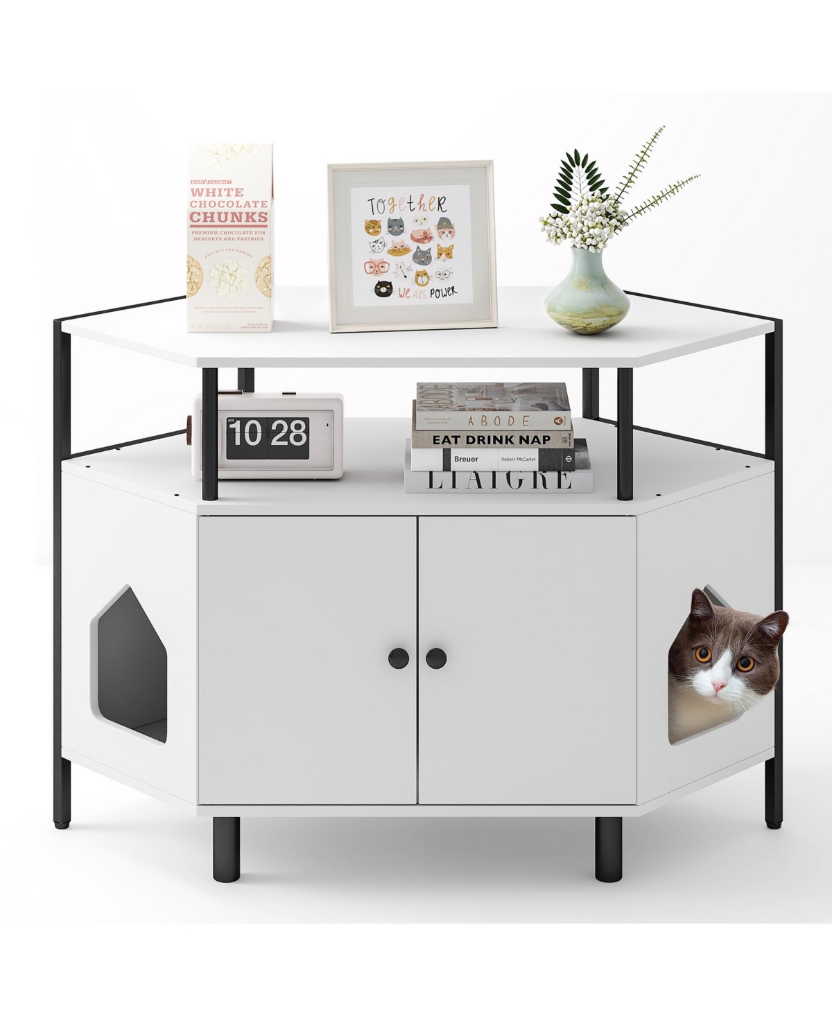 Click here for Gymax Corner Cat Litter Box Enclosure End Table w/... prices