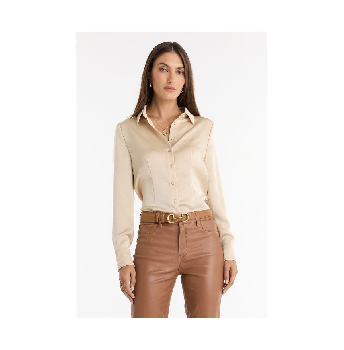 Click here for The Noli Shop Womens Paulina Silk Blouse - Gold -... prices