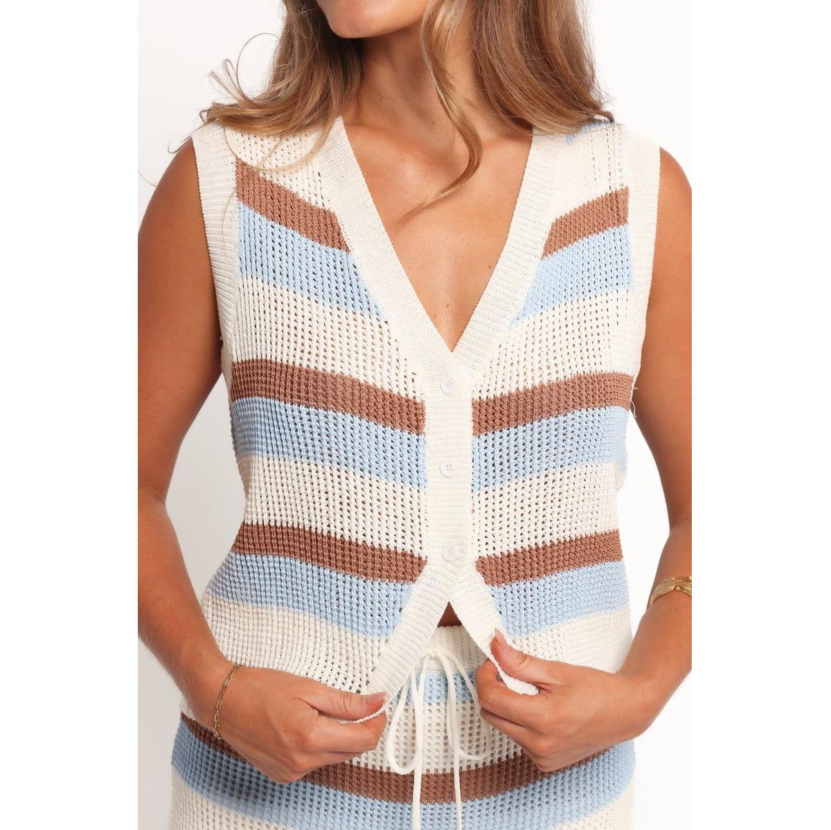 Click here for Petal and Pup Womens Talia Knit Vest Top - Tan blu... prices