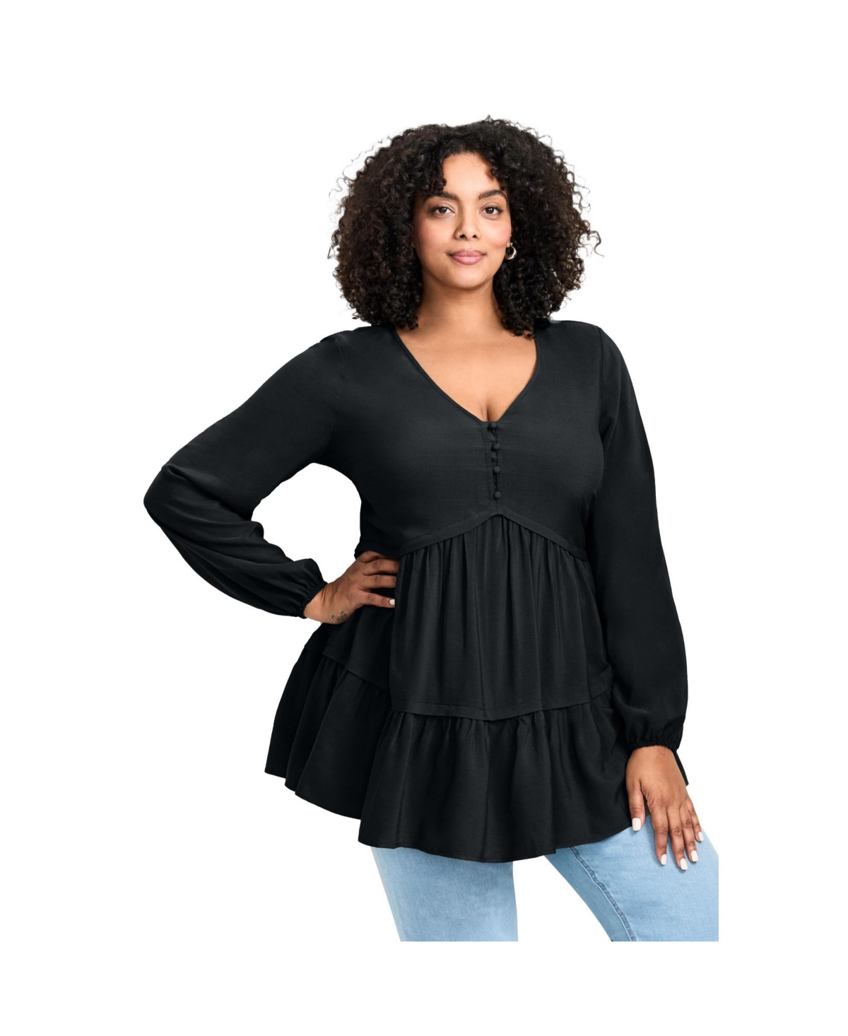 Click here for Avenue Womens Tilly Long Sleeve Tunic - Black prices