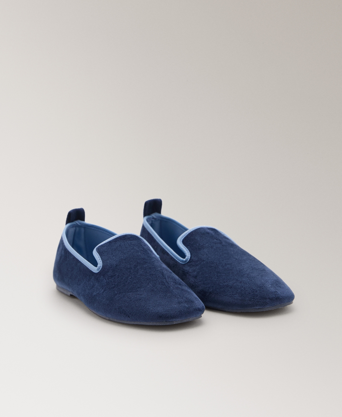 Click here for Mango Womens Piping Detail Velour Slippers - Night... prices