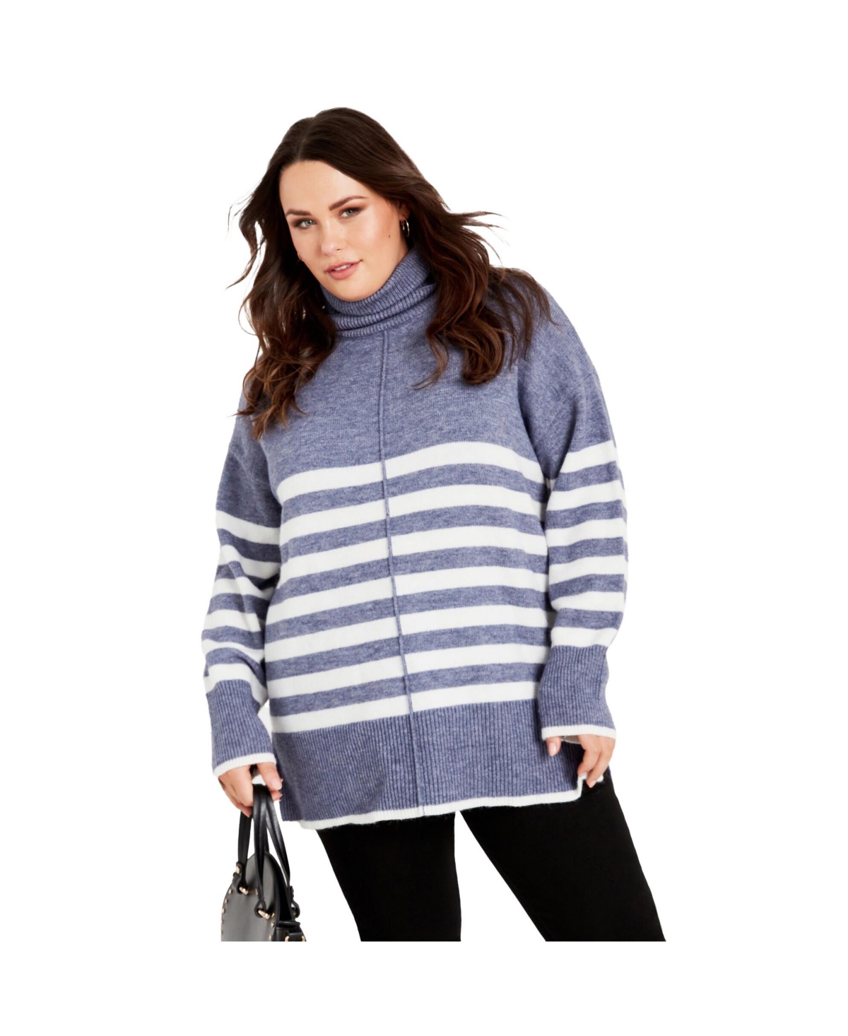 Click here for Avenue Womens Livvy Roll Neck Stripe Sweater - Ind... prices