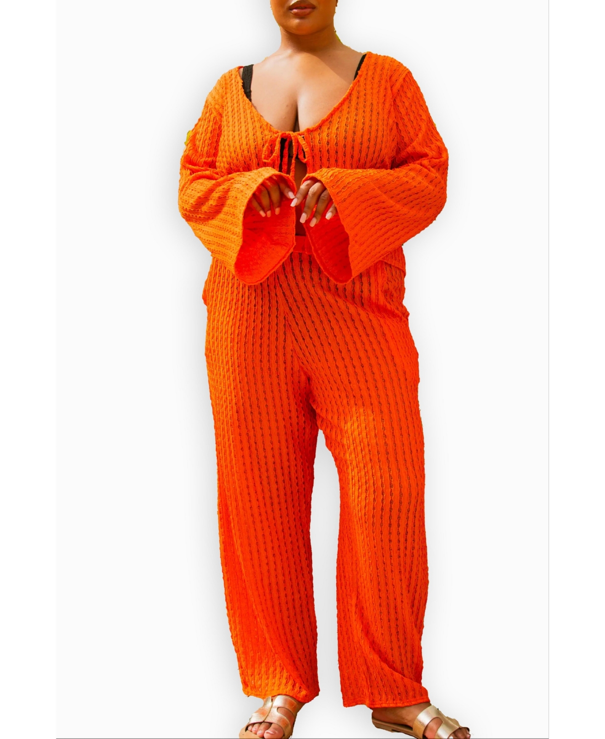 Click here for Fashion-szn Curve Womens Curve Crochet Tie Front F... prices