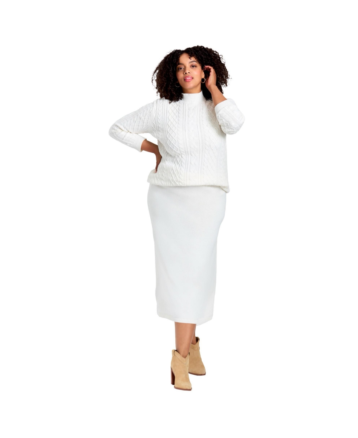 Click here for Avenue Womens A-Line Midi Sweater Skirt - Ivory prices