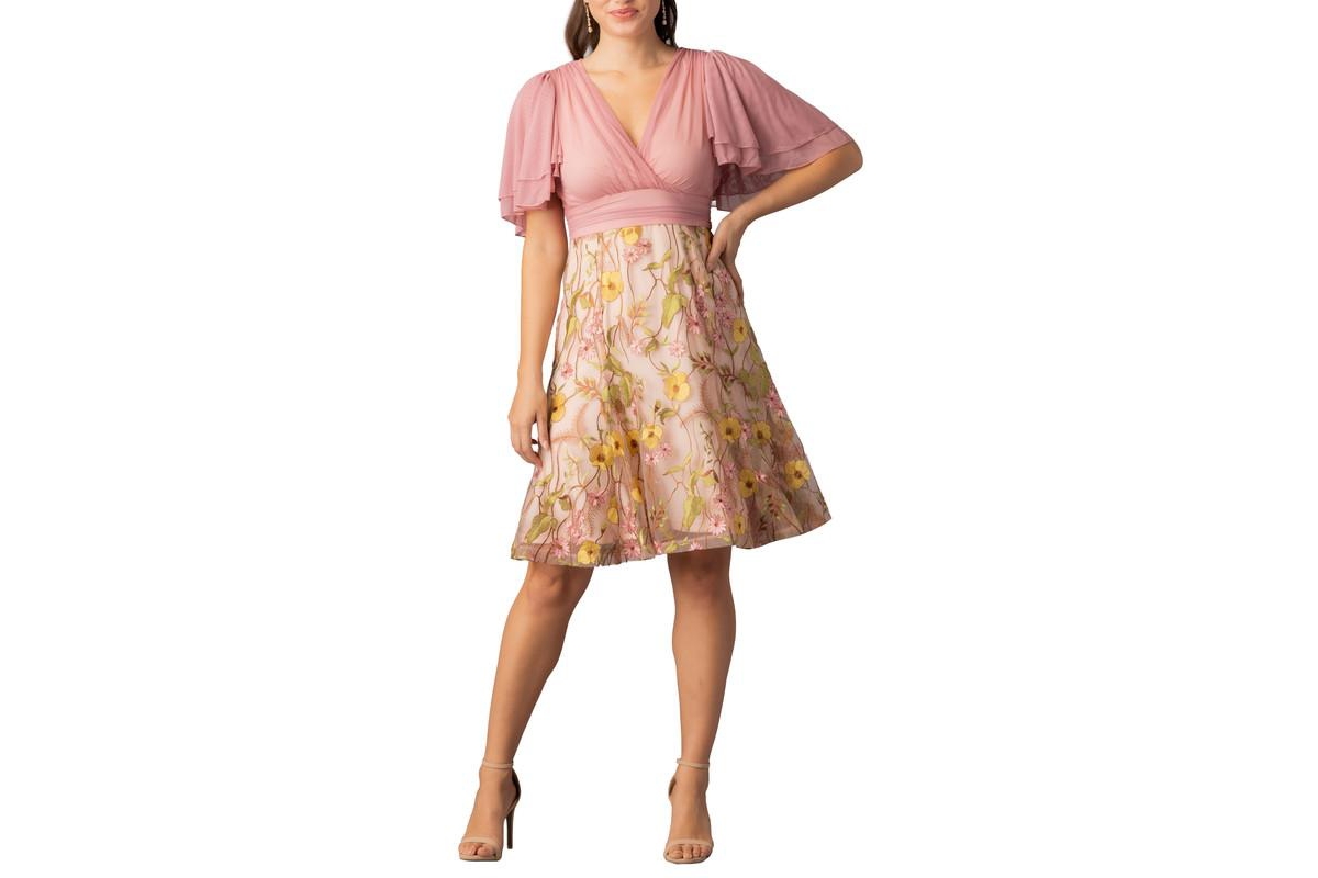 Click here for Kiyonna Womens Lillian Embroidered Mesh Midi Cockt... prices