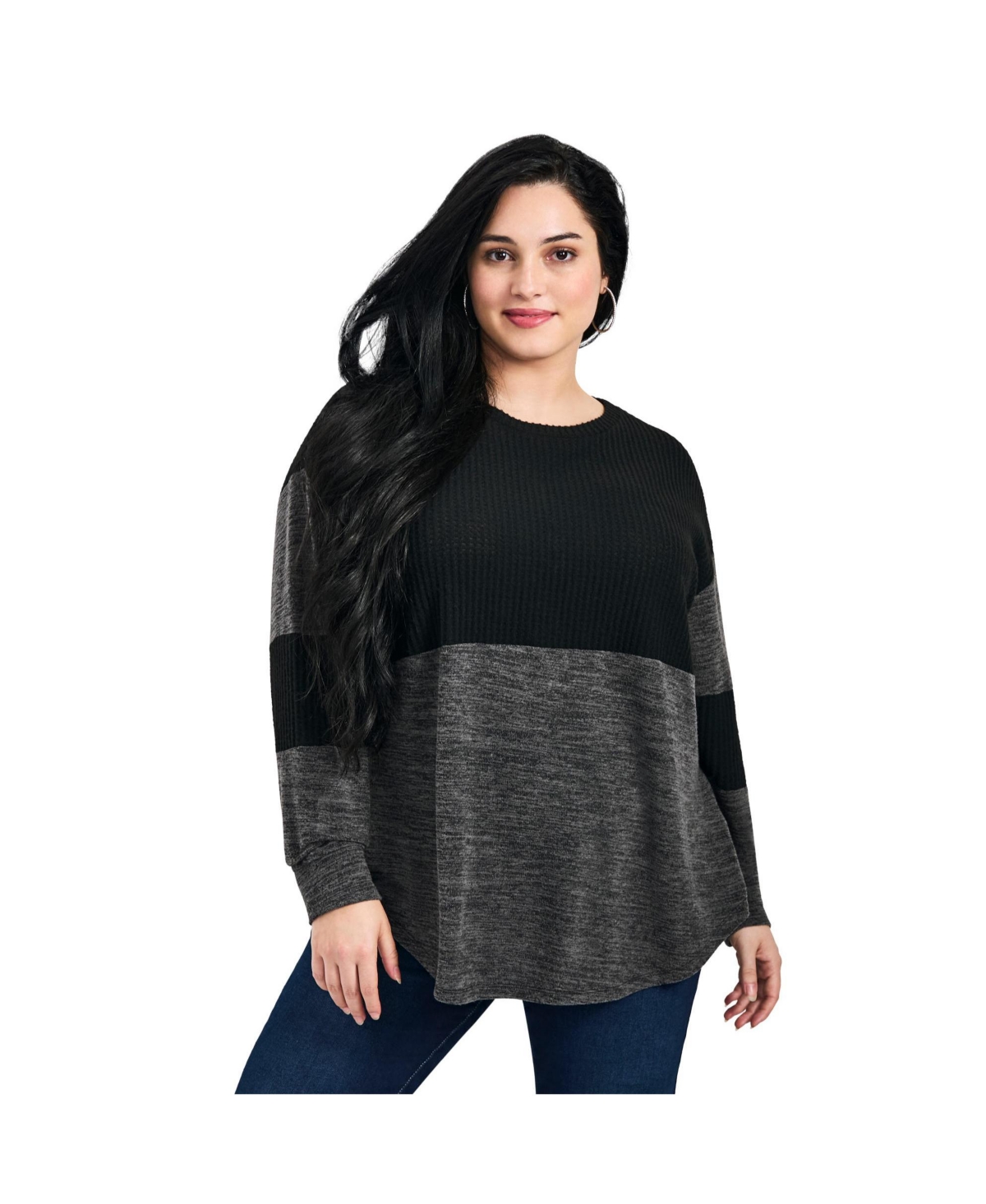 Click here for Avenue Womens Plus Size Leisure Splice Hacci Top -... prices