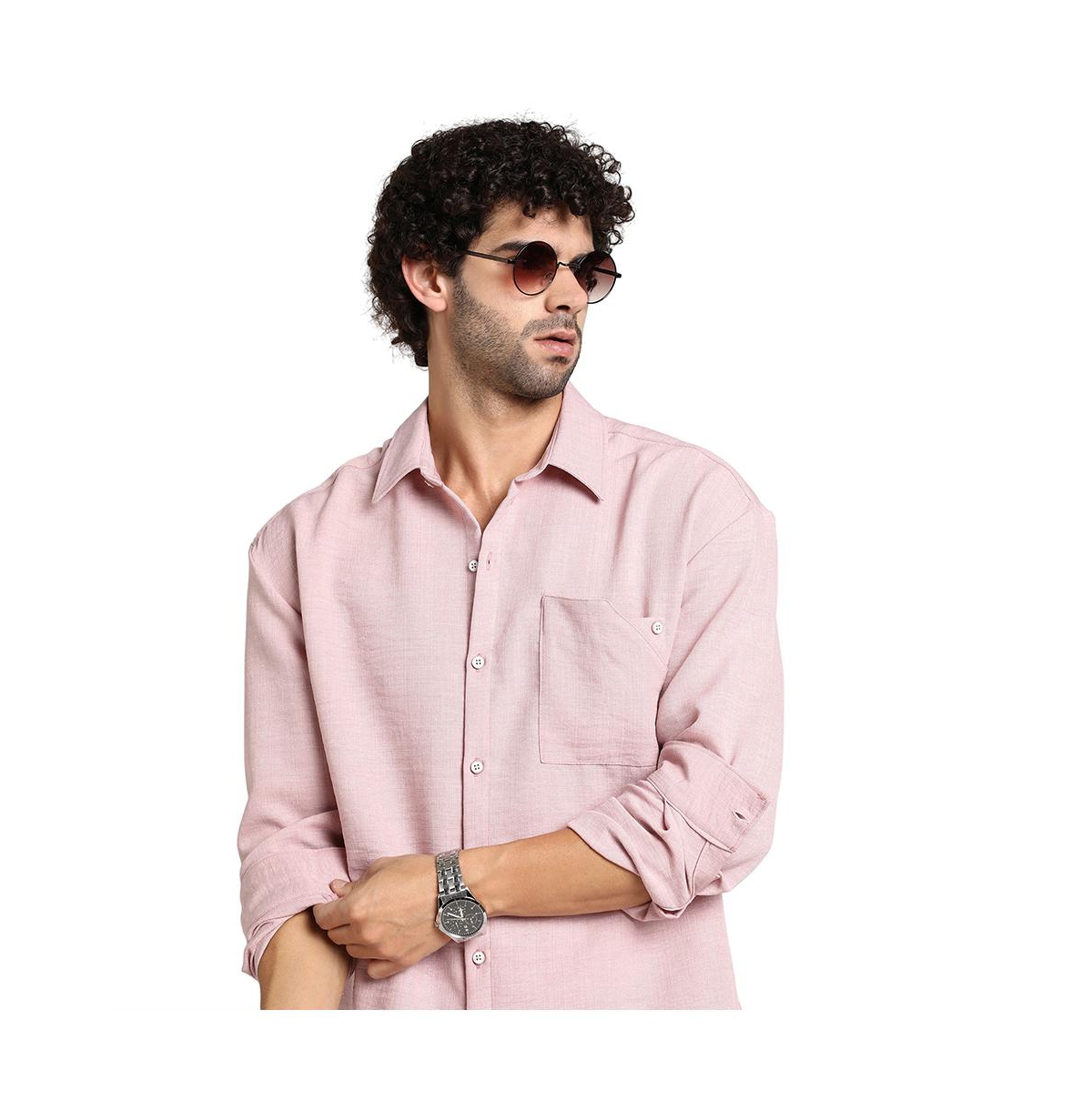 Click here for Campus Sutra Mens Rose Pink Modular Solid Oversize... prices