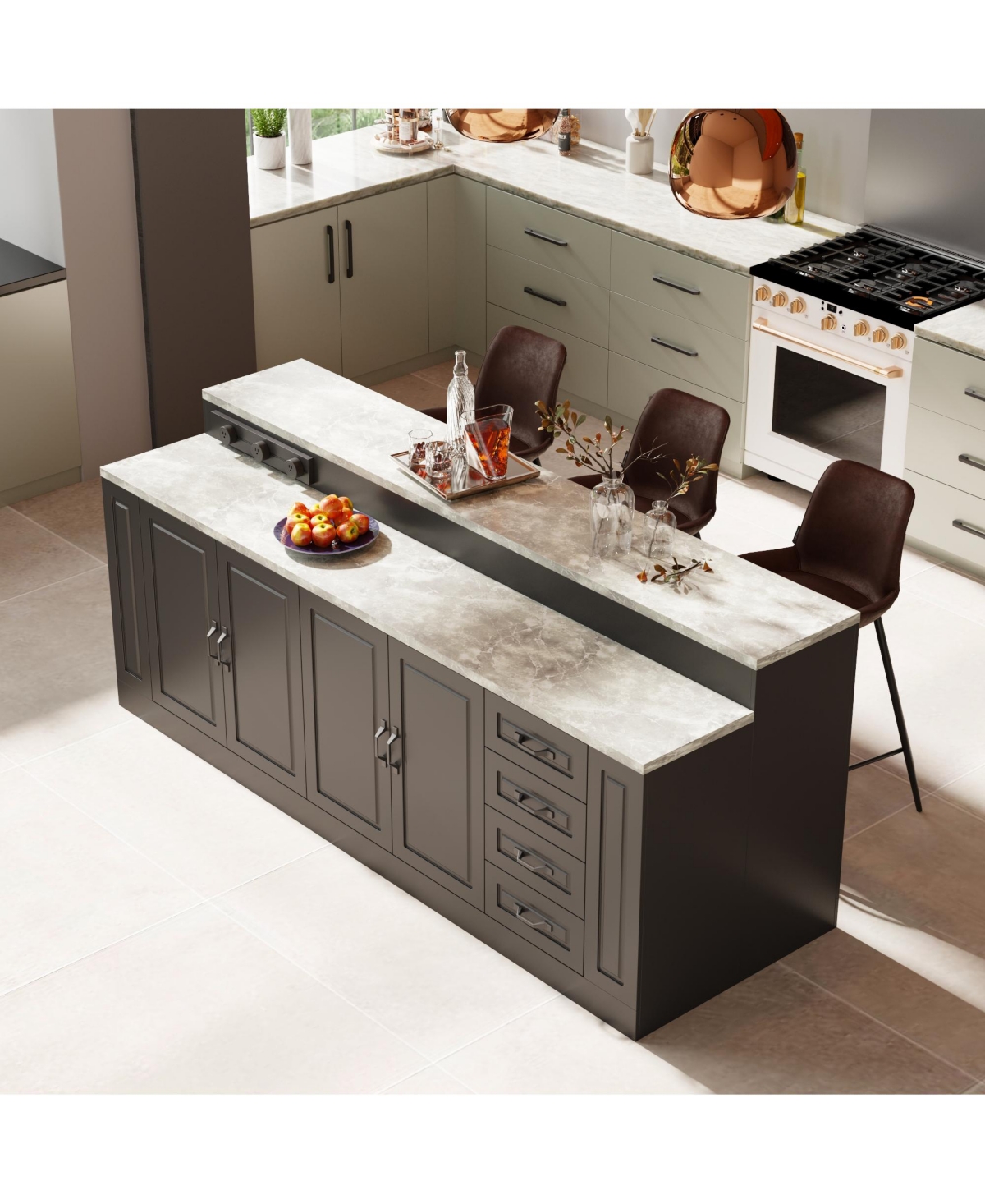 Click here for Kitchen island with 4 drawers  4 doors  sockets  k... prices