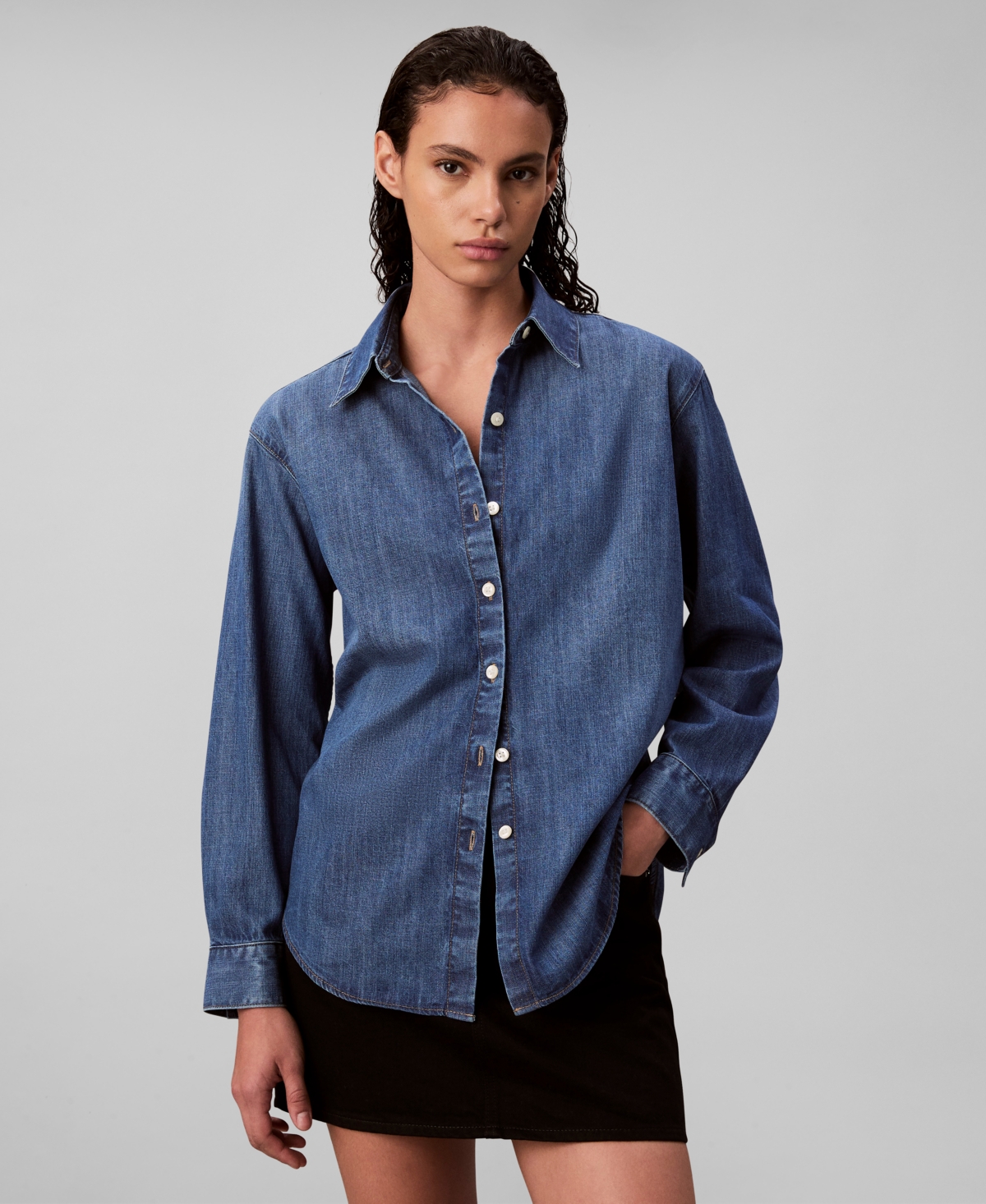 Click here for Calvin Klein Jeans Womens Relaxed Button-Down Shir... prices