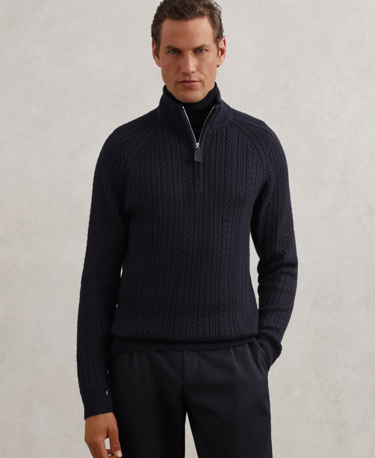 Click here for Reiss Mens Cable-Knit Half-Zip Wool with Sweater -... prices