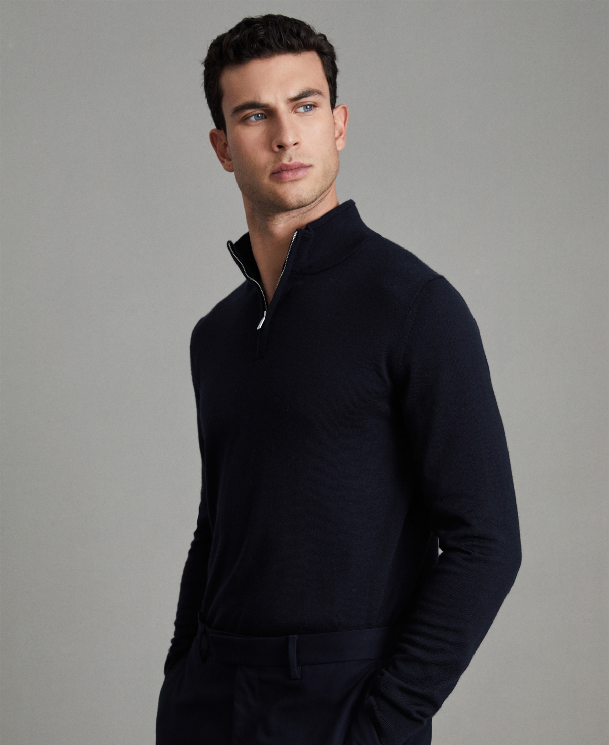 Click here for Reiss Mens Merino Wool Half-Zip Funnel Neck Sweate... prices