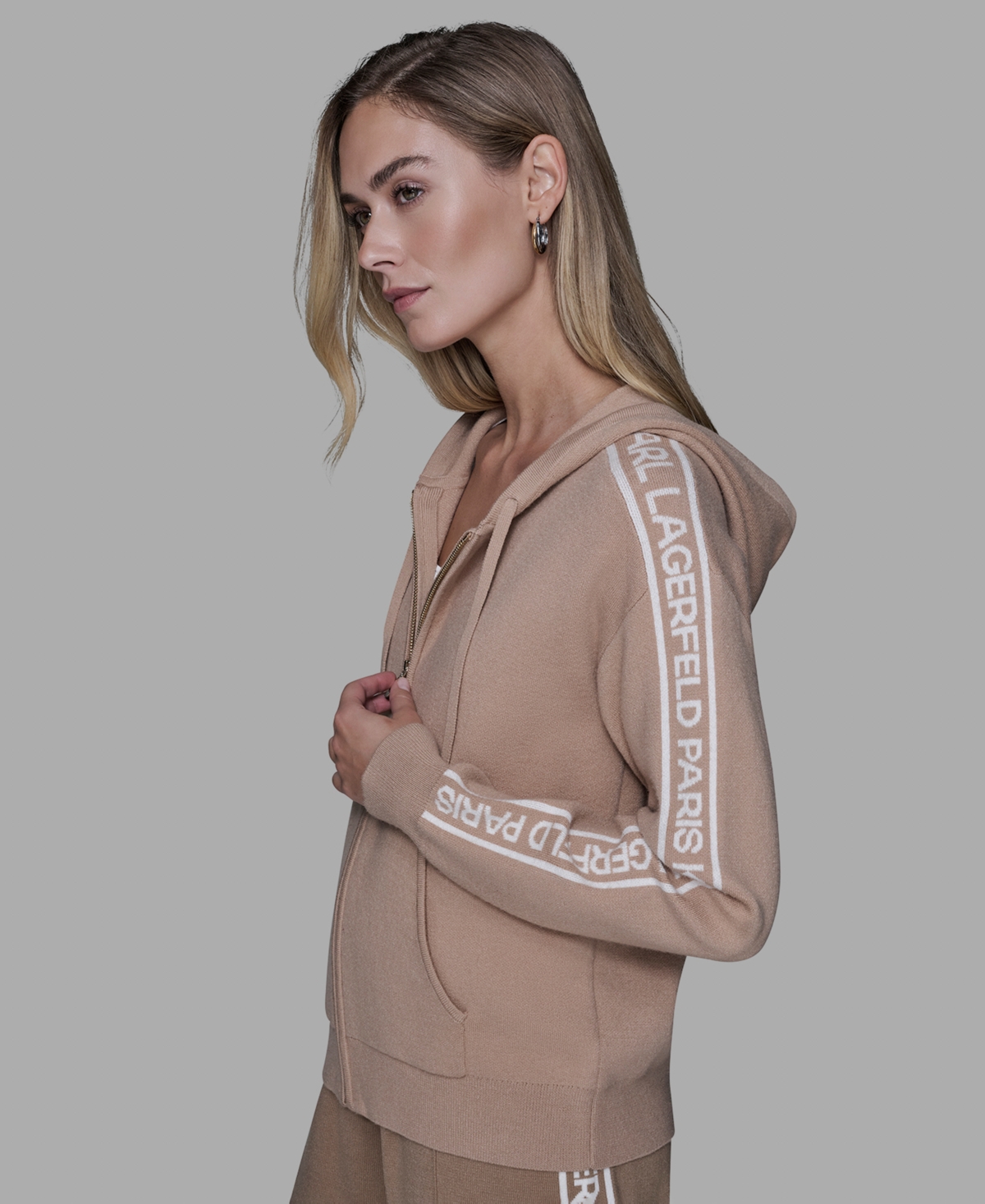 Click here for Karl Lagerfeld Paris Petite Hooded Zip-Front Sweat... prices