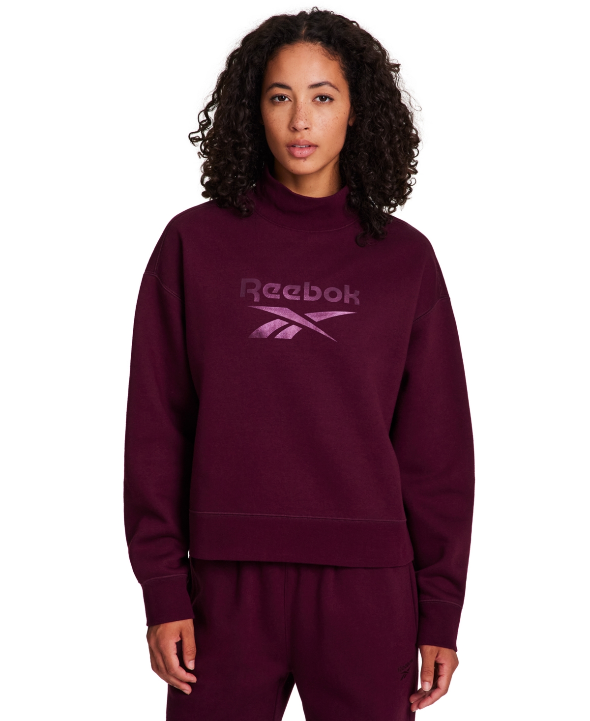 Click here for Reebok Womens Medium Vector Mock Neck Sweatshirt -... prices