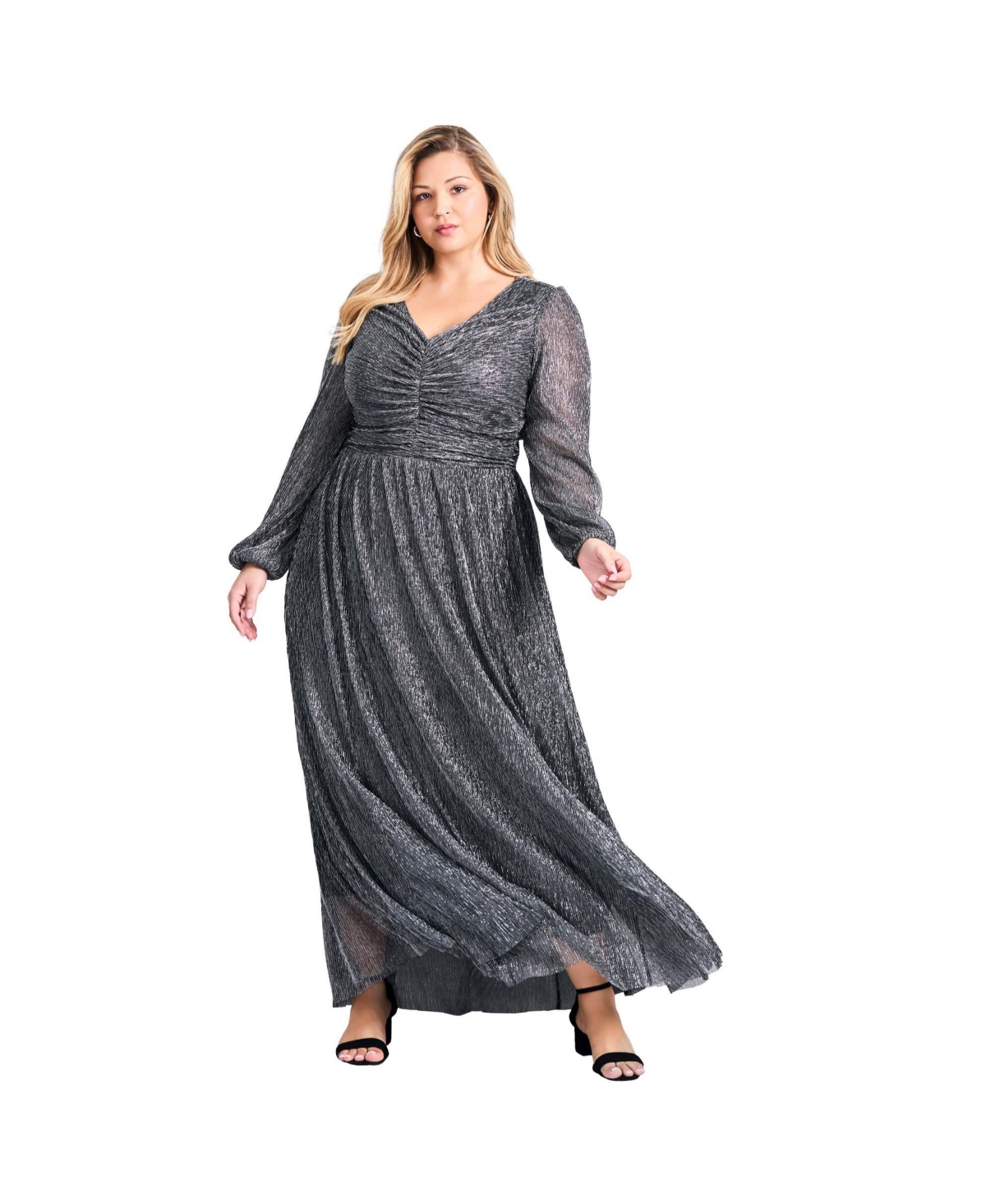 Click here for Avenue Womens Lucia Plisse Maxi Dress - Gunmetal prices