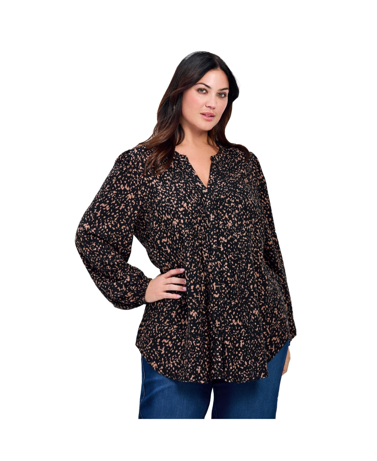 Click here for Avenue Womens Olivia Pintuck Shirt - Pebble prices