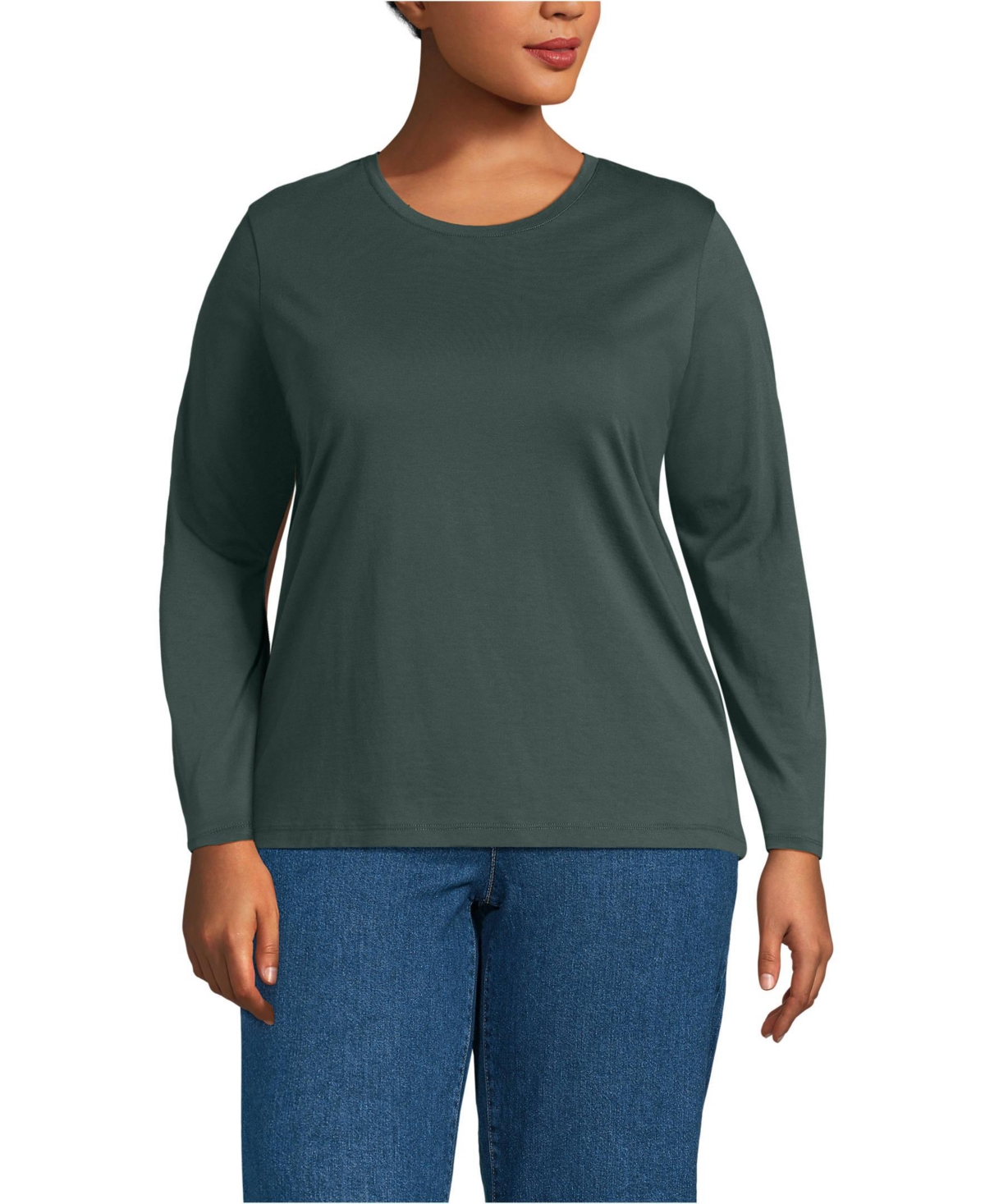 Click here for Lands End Plus Size Relaxed Supima Cotton Long Sle... prices