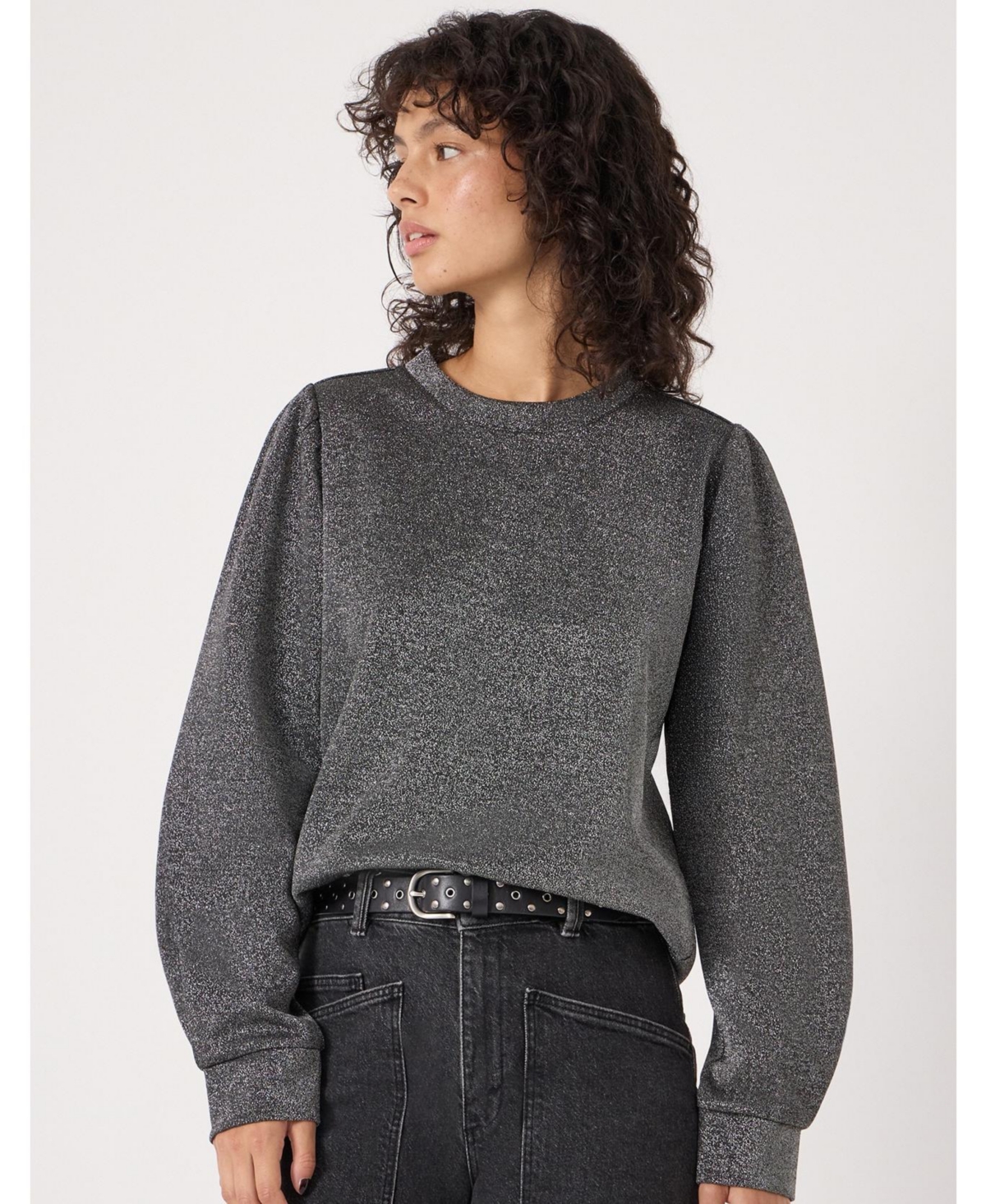 Click here for Hush Womens Emily Sparkle Puff Sleeve Jersey Top -... prices