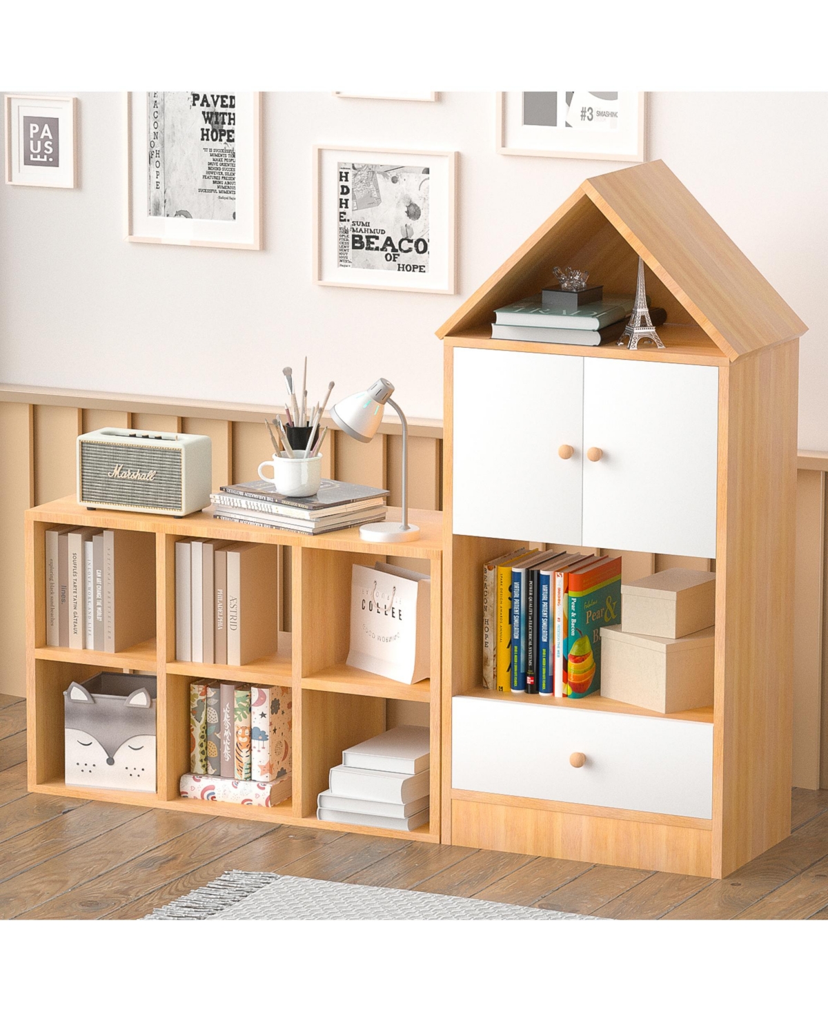 Click here for Versatile Childrens Bookshelf with House-Shaped De... prices