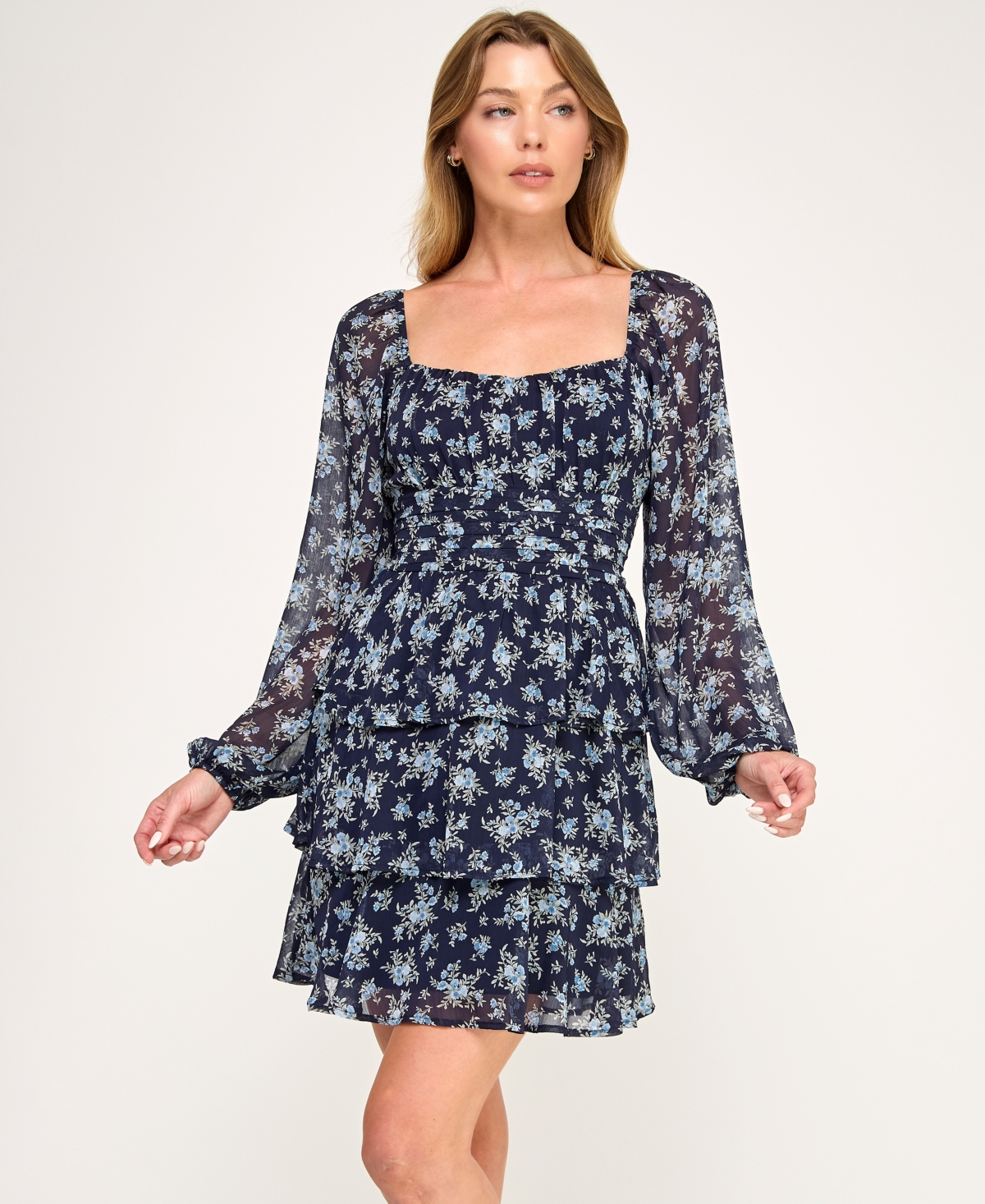 Click here for Trixxi Juniors Long-Sleeve Pleated Waist Dress - N... prices