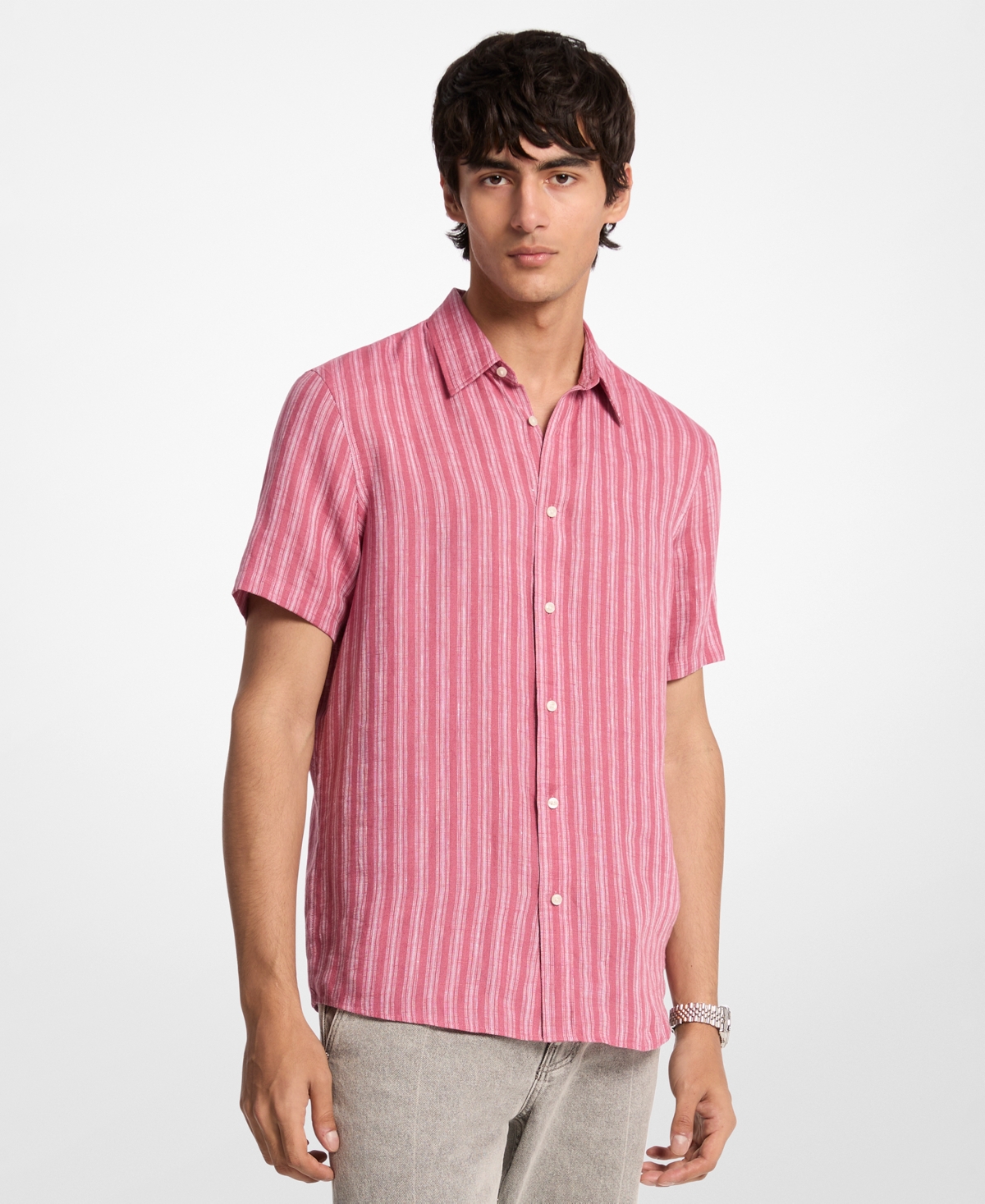Click here for Michael Kors Mens Classic Striped Shirt - Rosewood prices