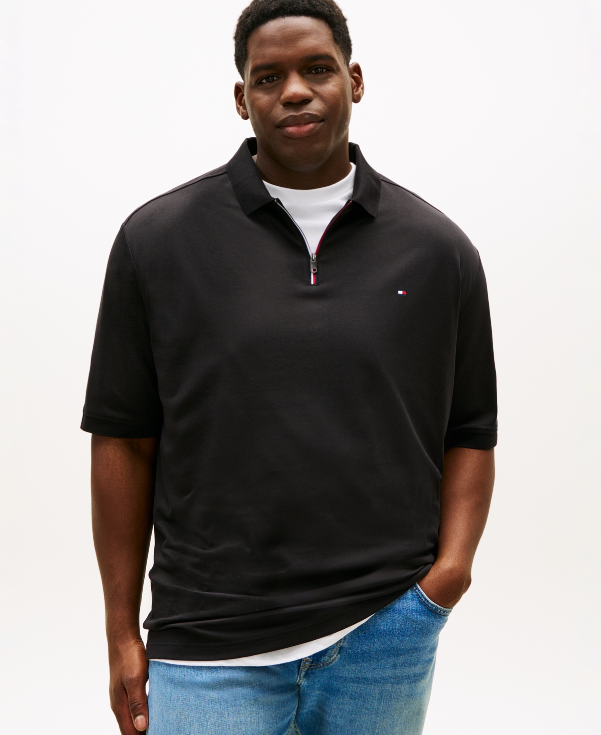 Click here for Tommy Hilfiger Mens Big & Tall Zippered Polo Shirt... prices