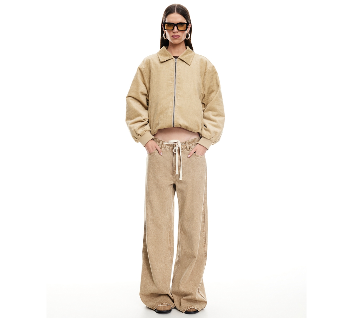 Click here for Lioness Womens Muse Front-Zipper Jeans - Camel prices