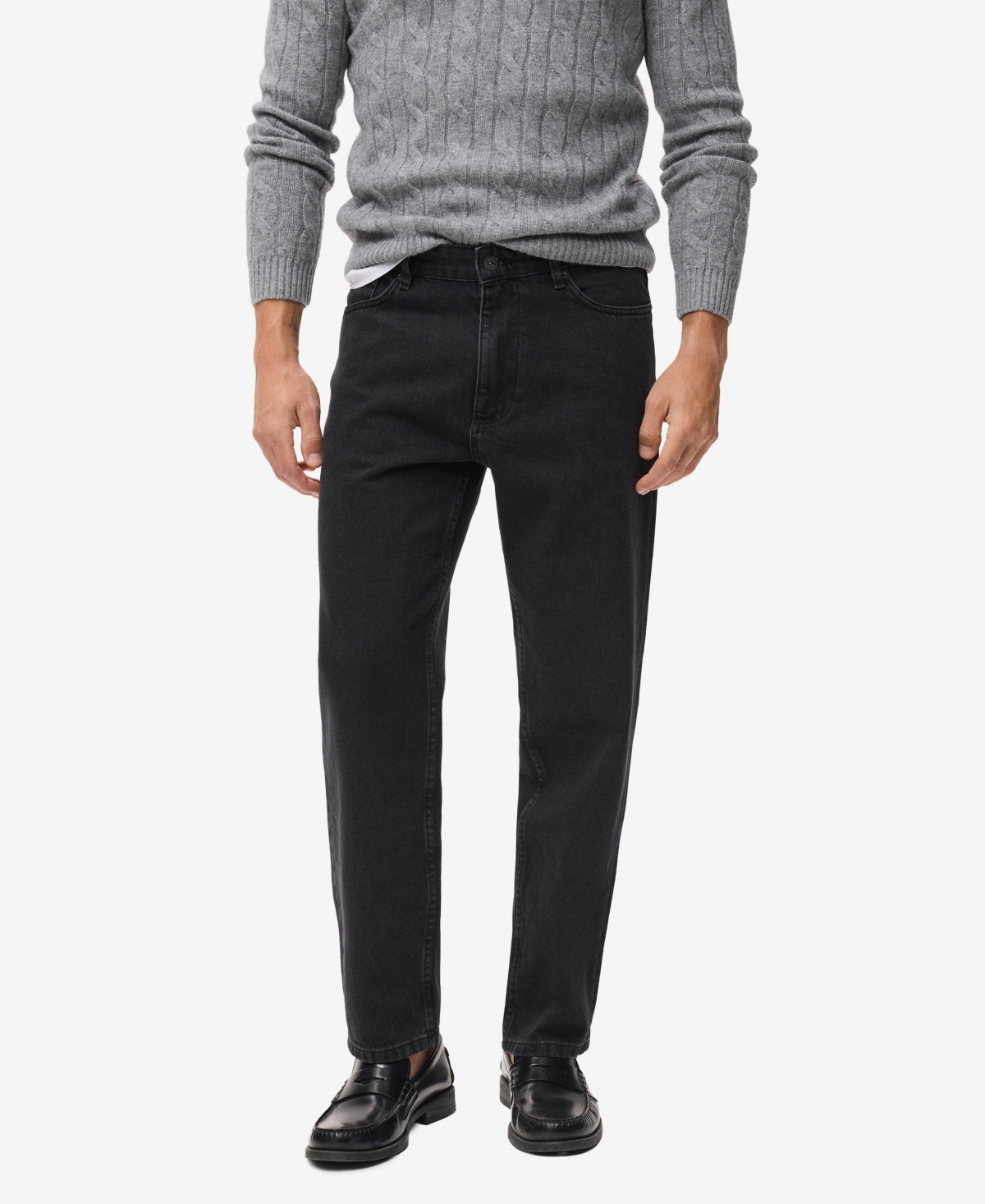 Click here for Mango Mens Sammy Cropped Carrot-Fit Jeans - Black... prices