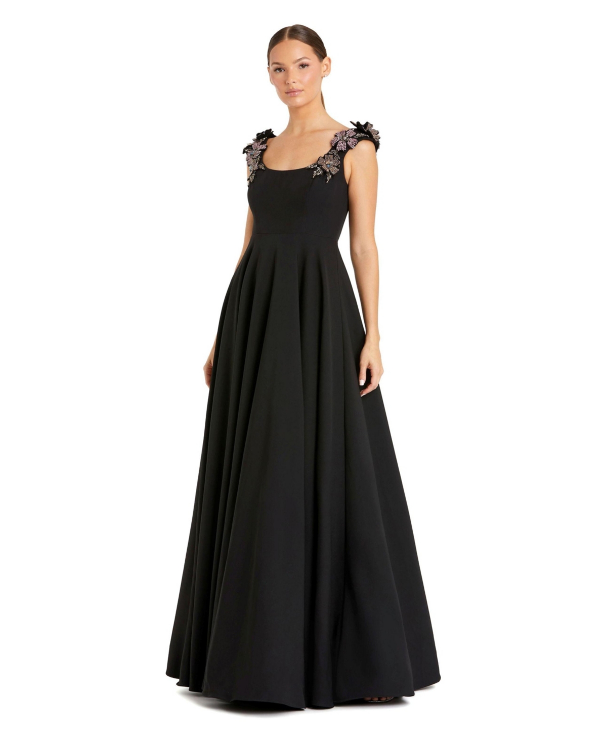 Click here for Mac Duggal Womens Crepe Sleeveless Ballgown With R... prices
