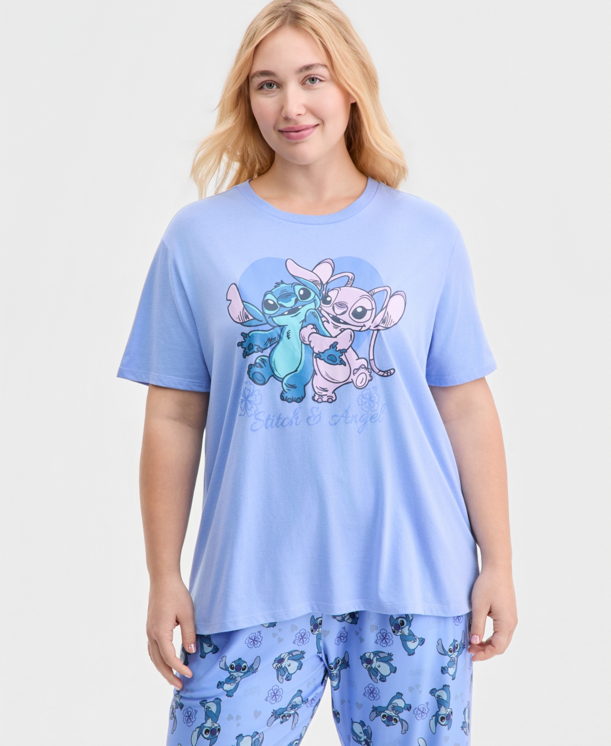 Click here for Disney Trendy Plus Size Stitch & Angel Graphic T-S... prices