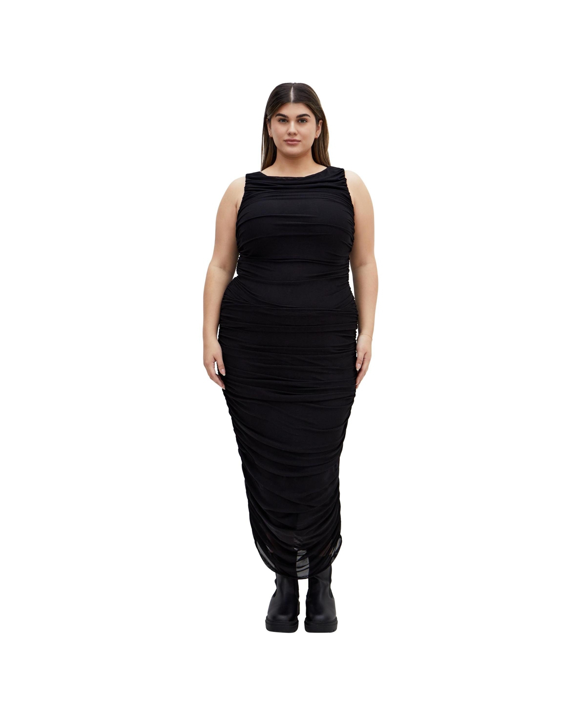 Click here for City Chic Womens Halo Ruched Midi Dress - Black prices