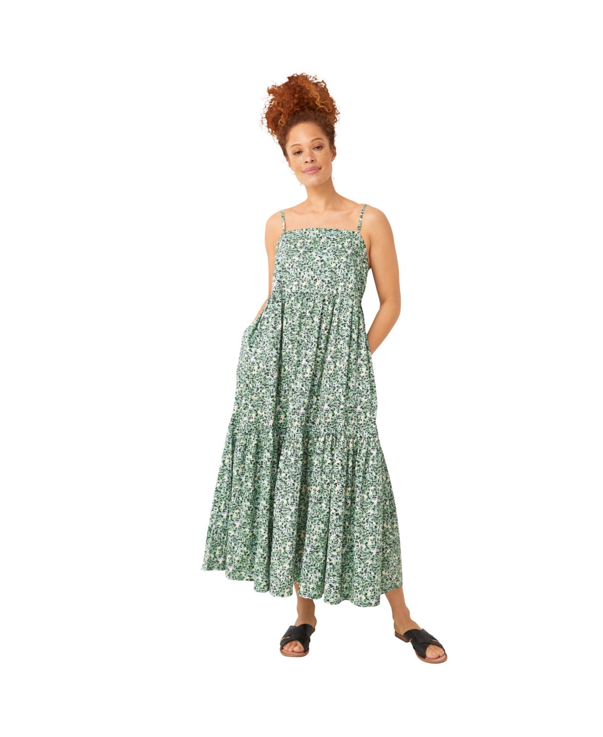 Click here for ellos Womens Tiered Cotton Maxi Dress - Ivory gree... prices