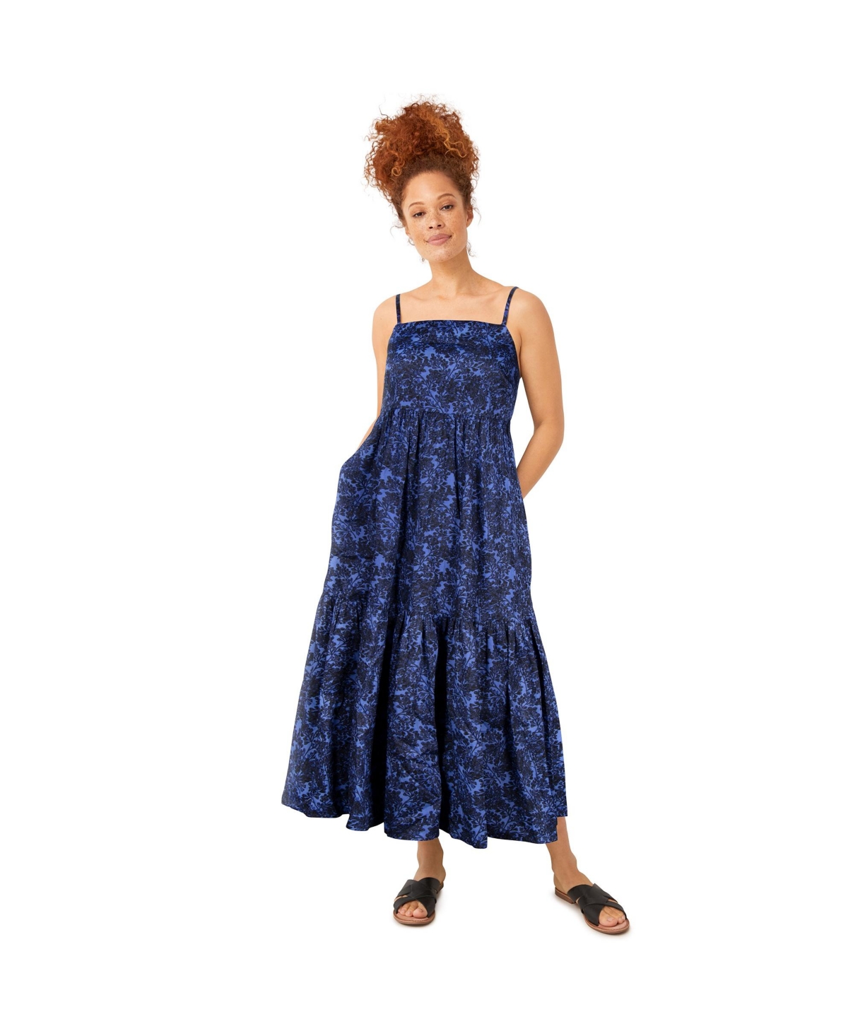 Click here for ellos Womens Tiered Cotton Maxi Dress - Blue viole... prices