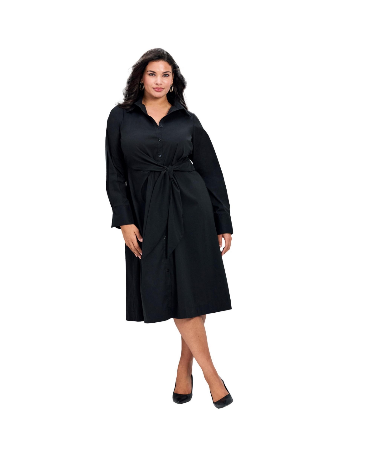 Click here for Avenue Womens Bethany Poplin Tie Front Shirtdress... prices