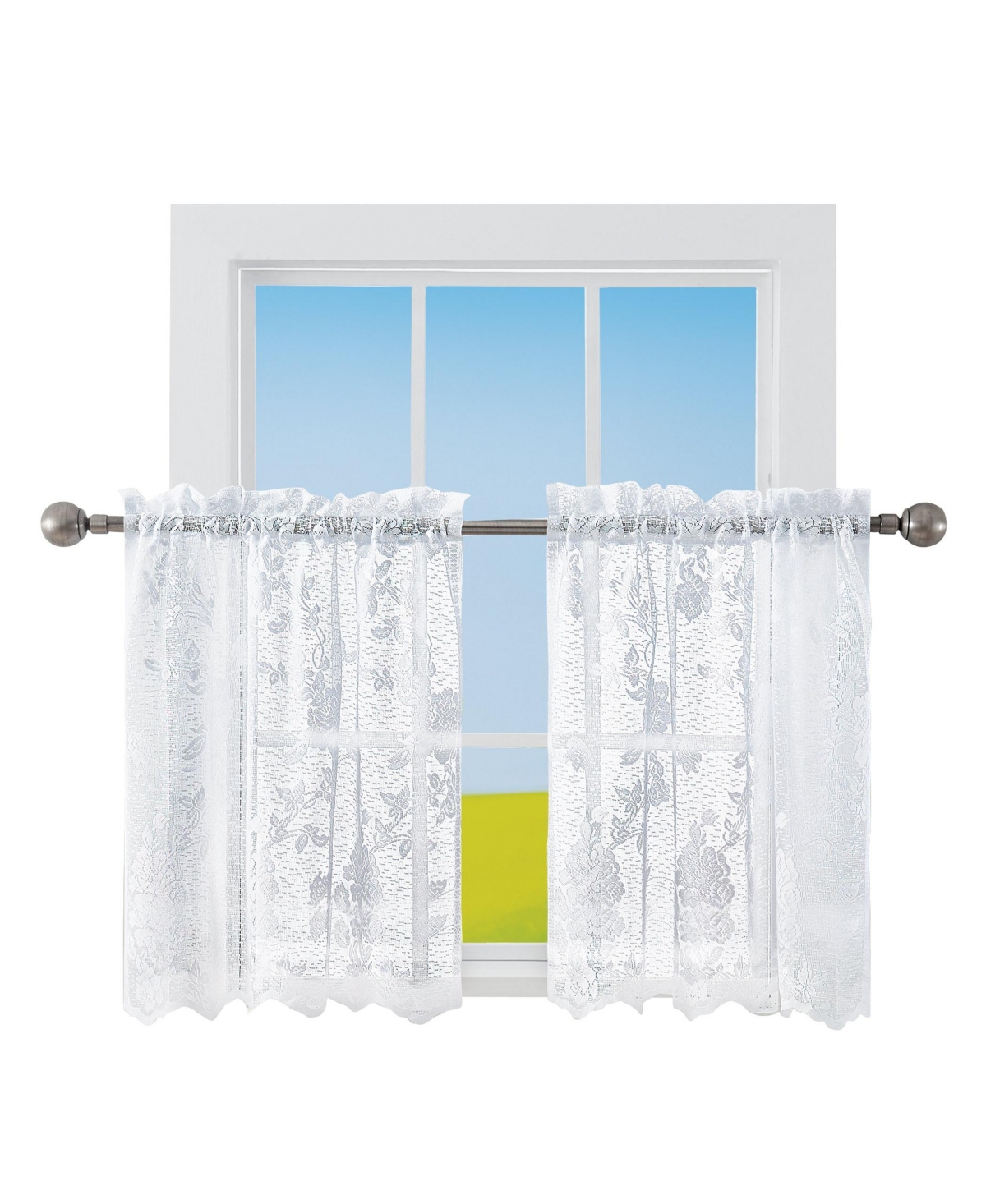 Click here for Lacey Floral Lace Design Kitchen Curtains White 56... prices