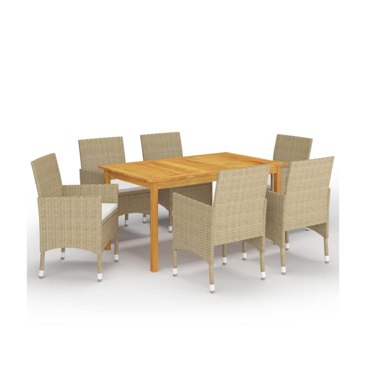 Click here for vidaXL 7 Piece Patio Dining Set Beige - Beige prices