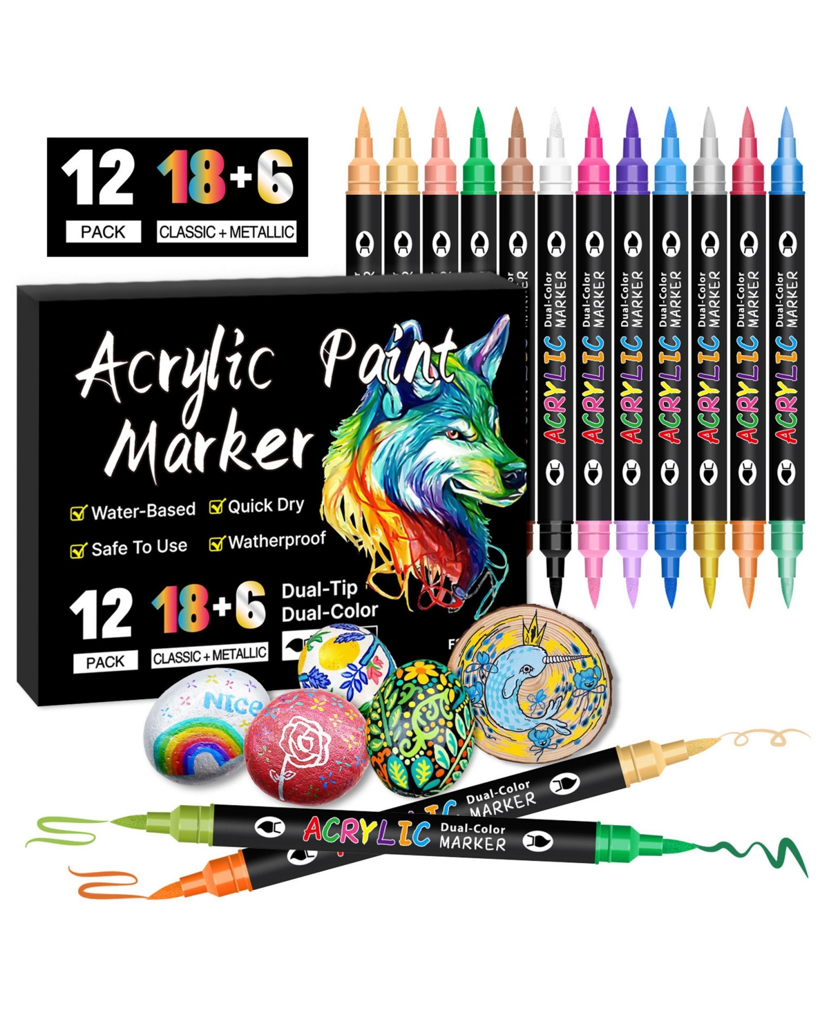 Click here for Htutwoo Double-Headed Two-Color Acrylic Marker Set... prices
