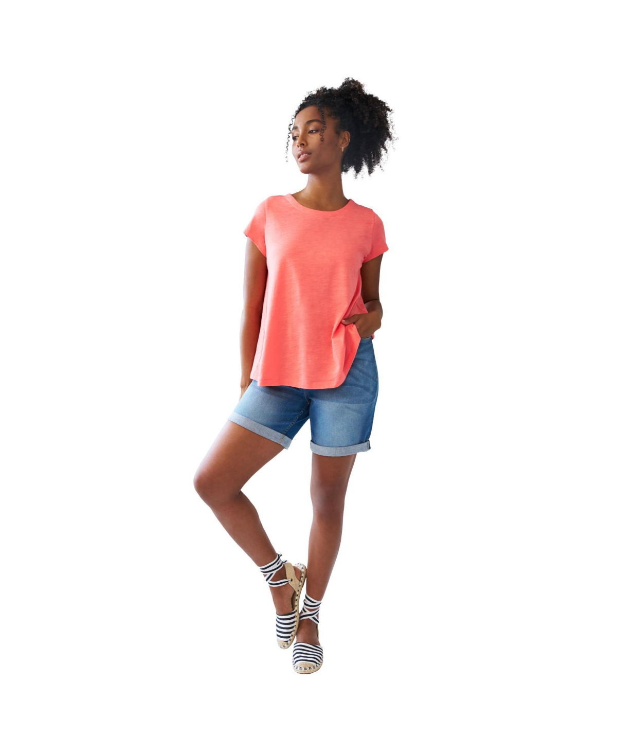 Click here for ellos Womens Denim Boyfriend Shorts - Medium stone... prices